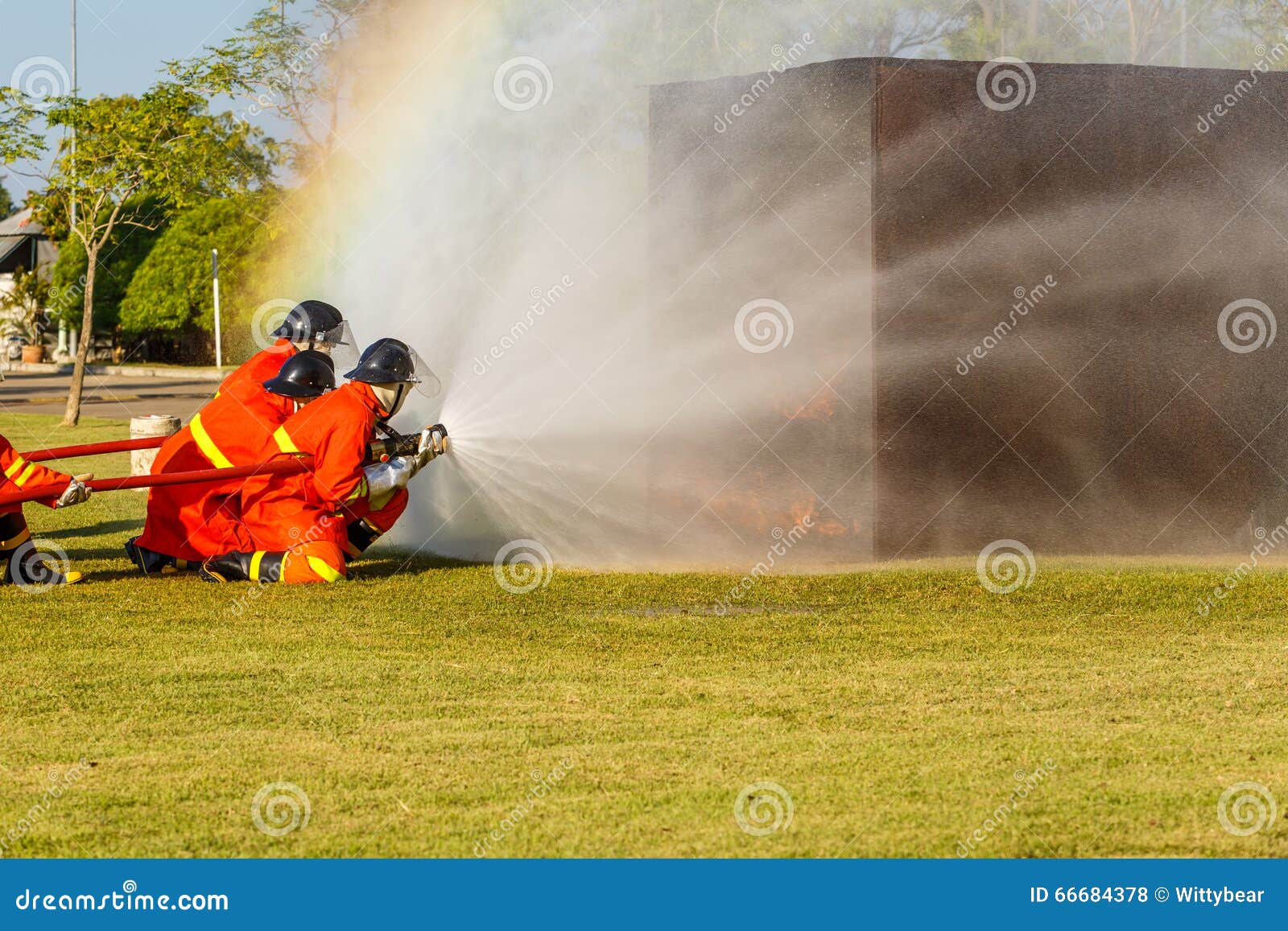 Firefighter Fighting for Fire Attack Training Stock Photo - Image of ...