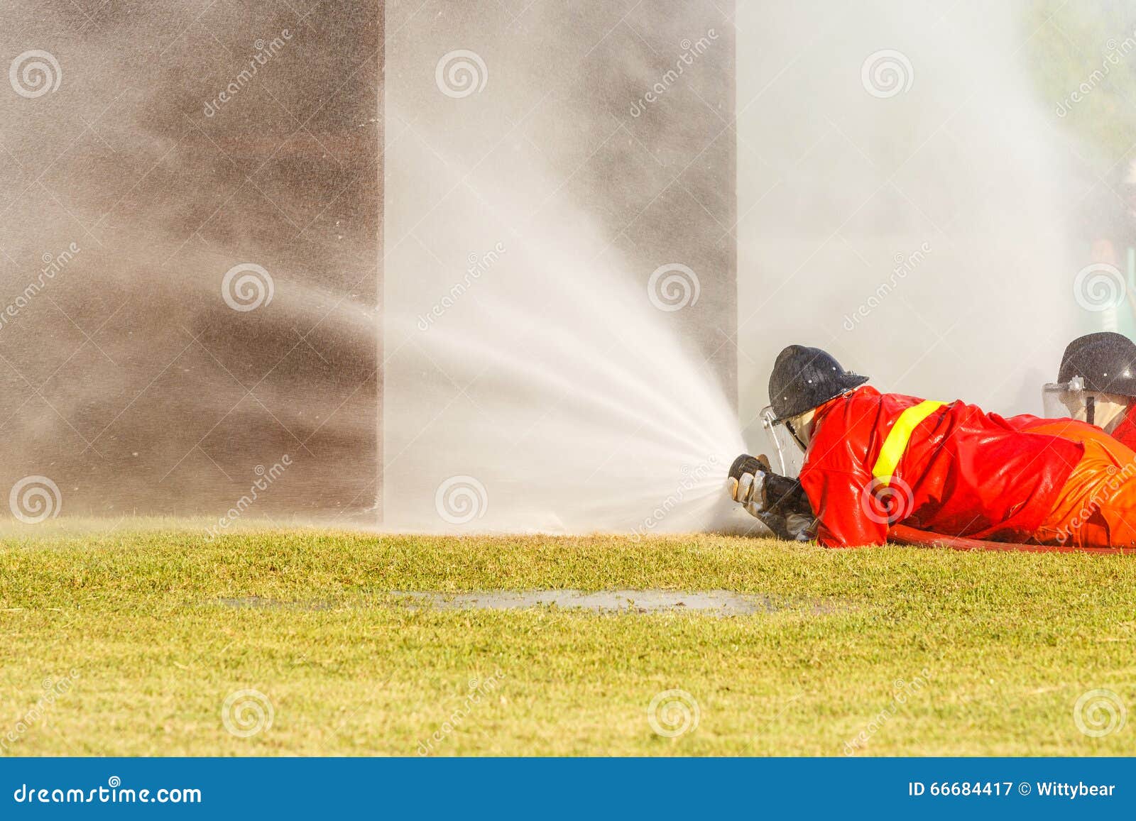 Firefighter Fighting for Fire Attack Training Stock Image - Image of ...