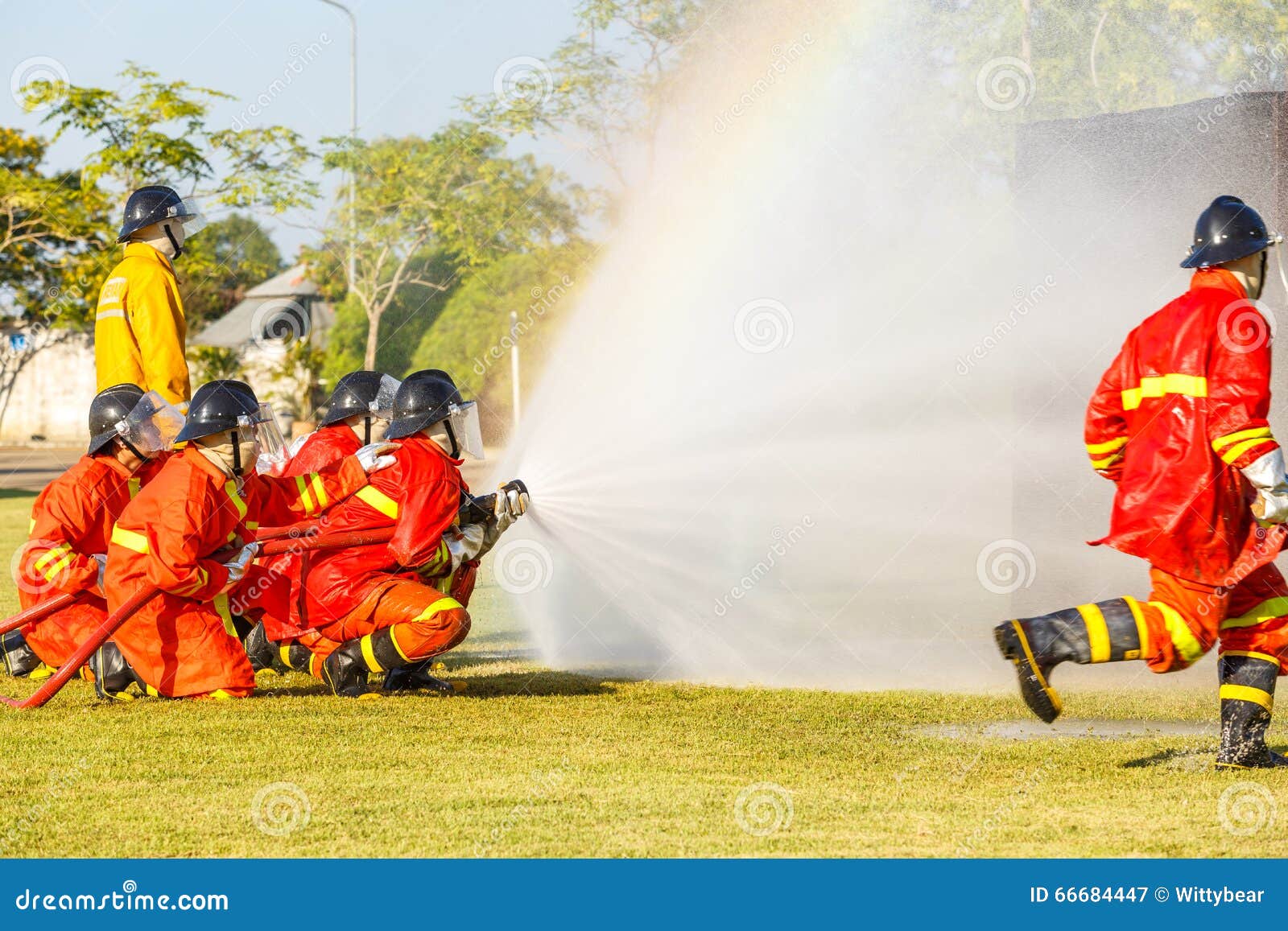 Firefighter Fighting for Fire Attack Training Stock Image - Image of ...