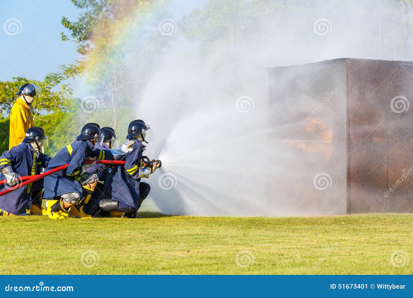 Firefighter Fighting for Fire Attack Training Stock Image - Image of ...