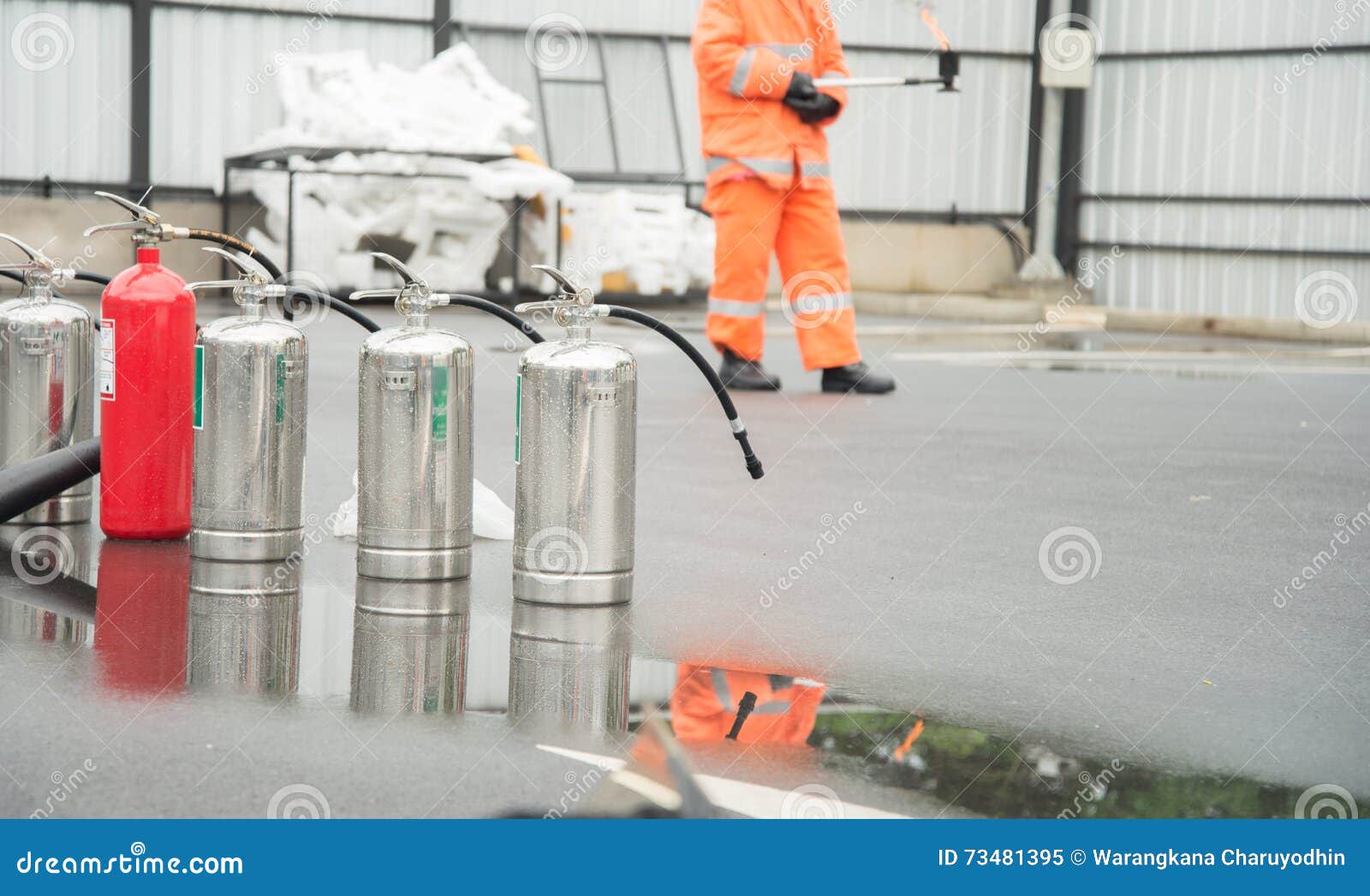 Firefighter Fighting Fire During Training Officer Stock Photography ...