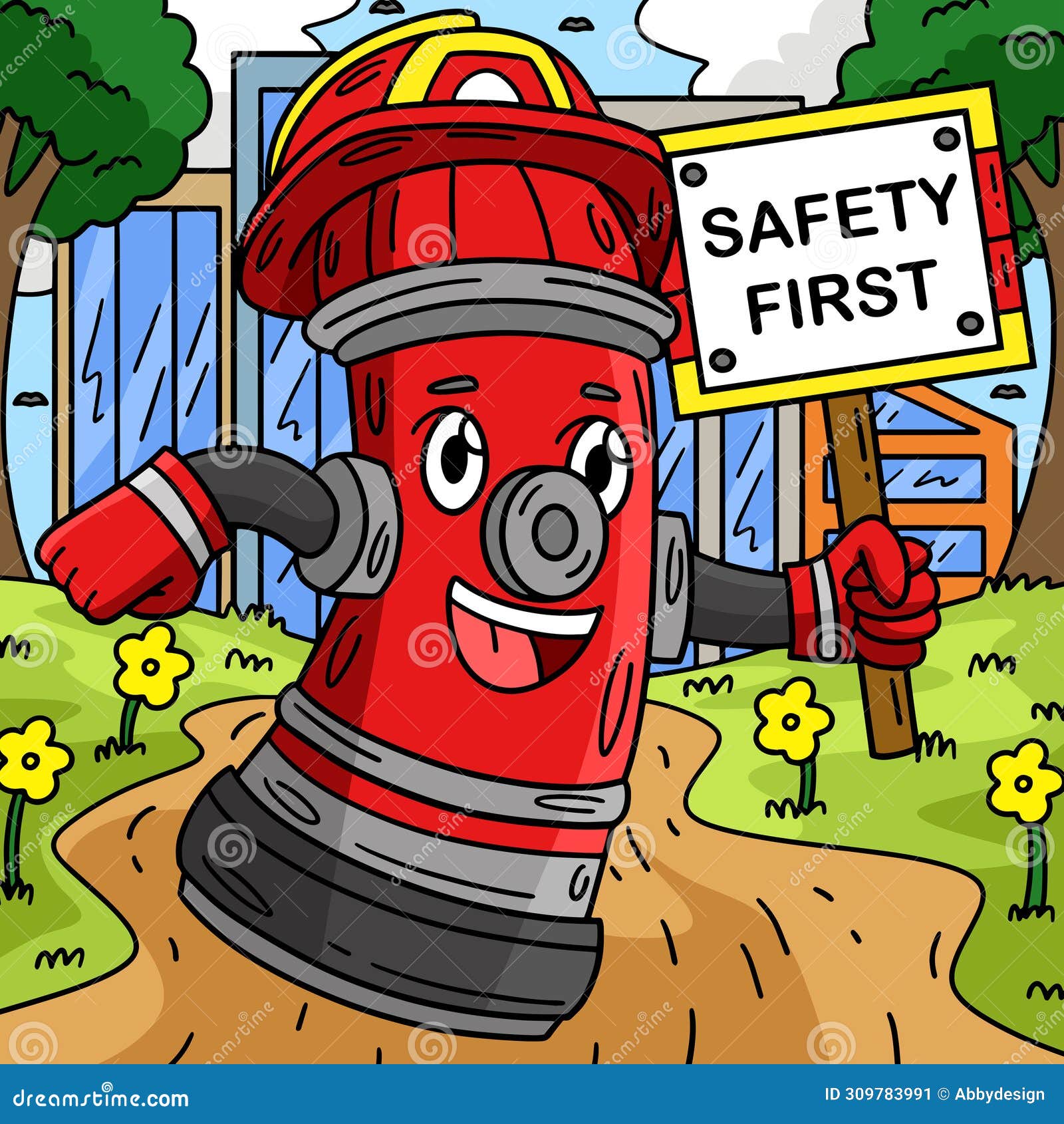 Firefighter Fire Hydrant Colored Cartoon I Stock Vector - Illustration ...