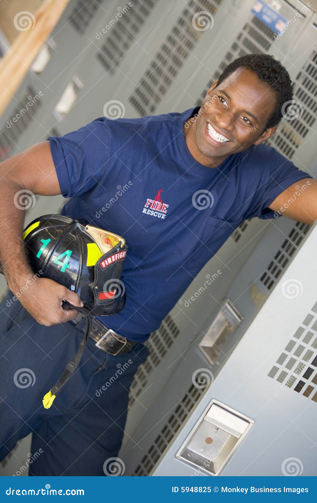 Firefighter in the Fire Station Locker Room Stock Image - Image of ...