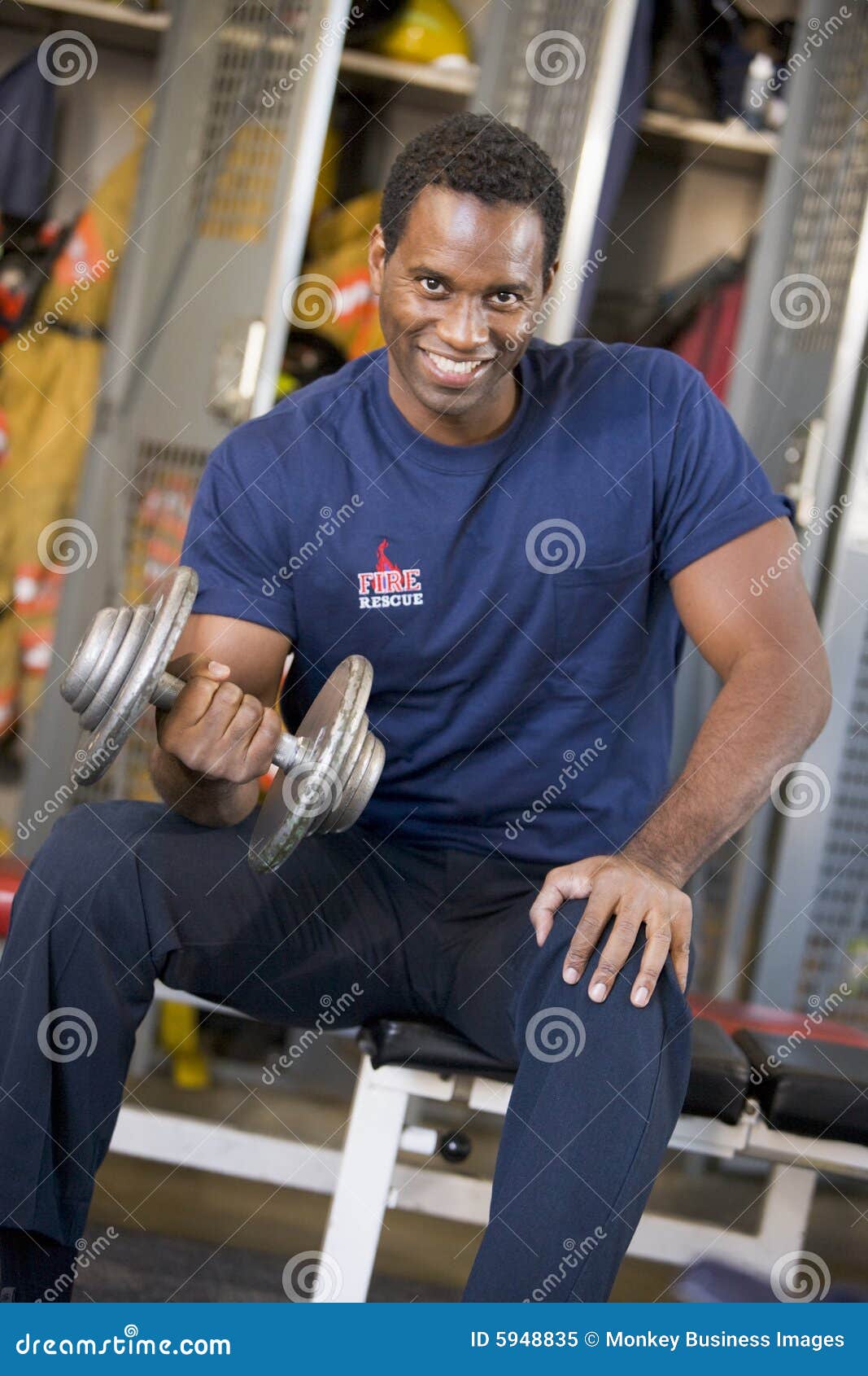 Firefighter in the Fire Station Locker Room Stock Image - Image of ...