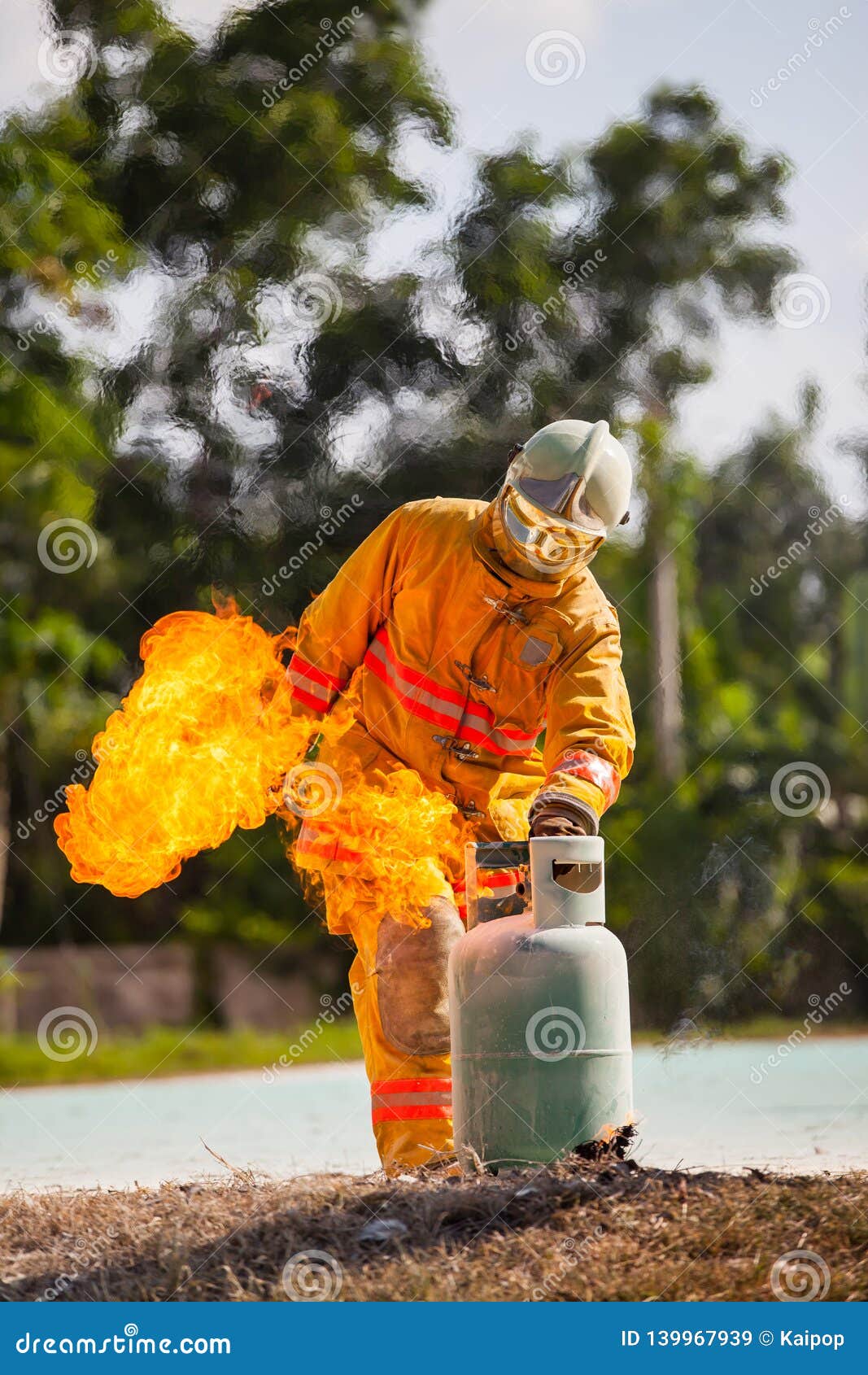 Firefighter with Fire and Suit for Protect Fire Fighter for Training ...
