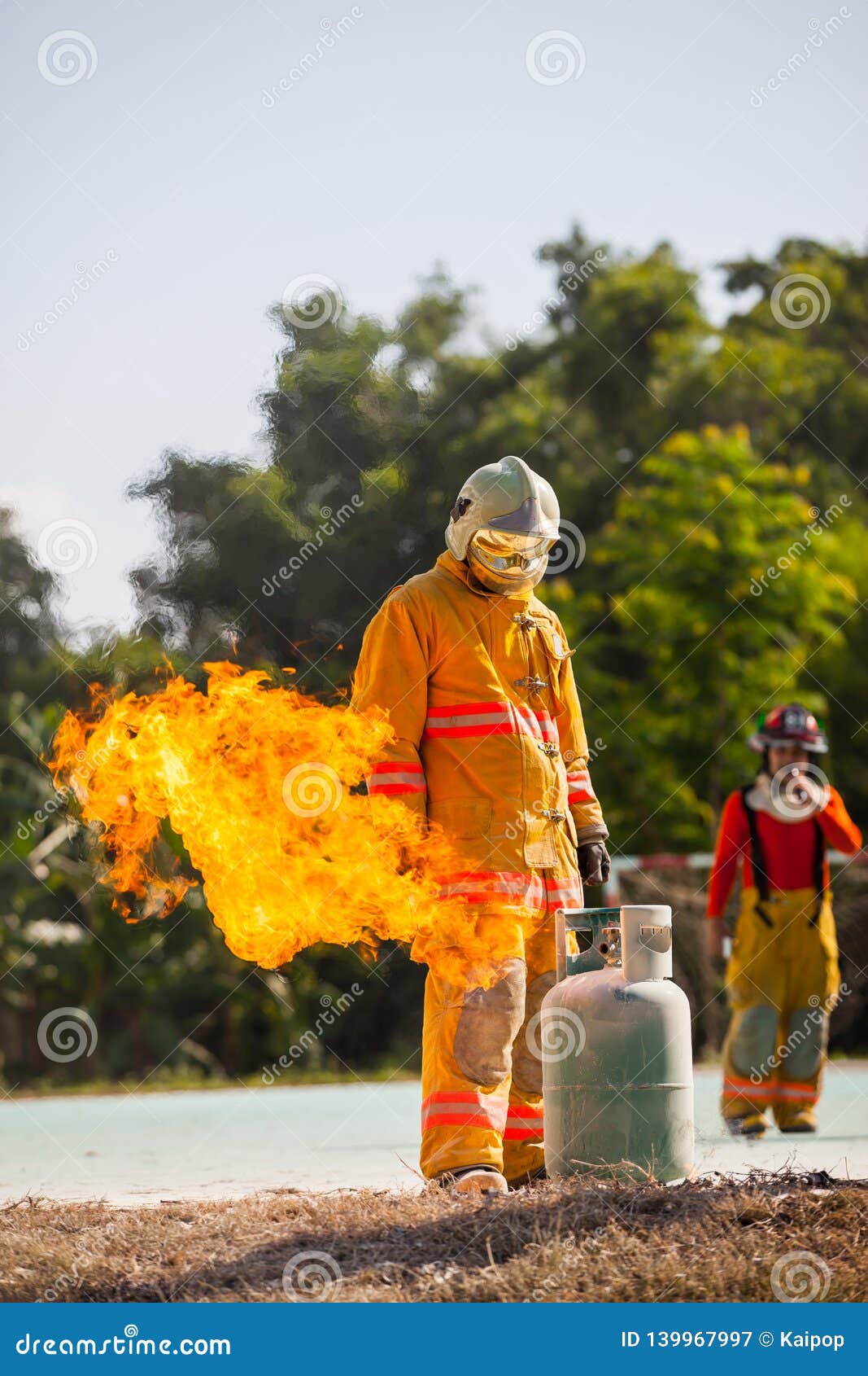 Firefighter with Fire and Suit for Protect Fire Fighter for Training ...