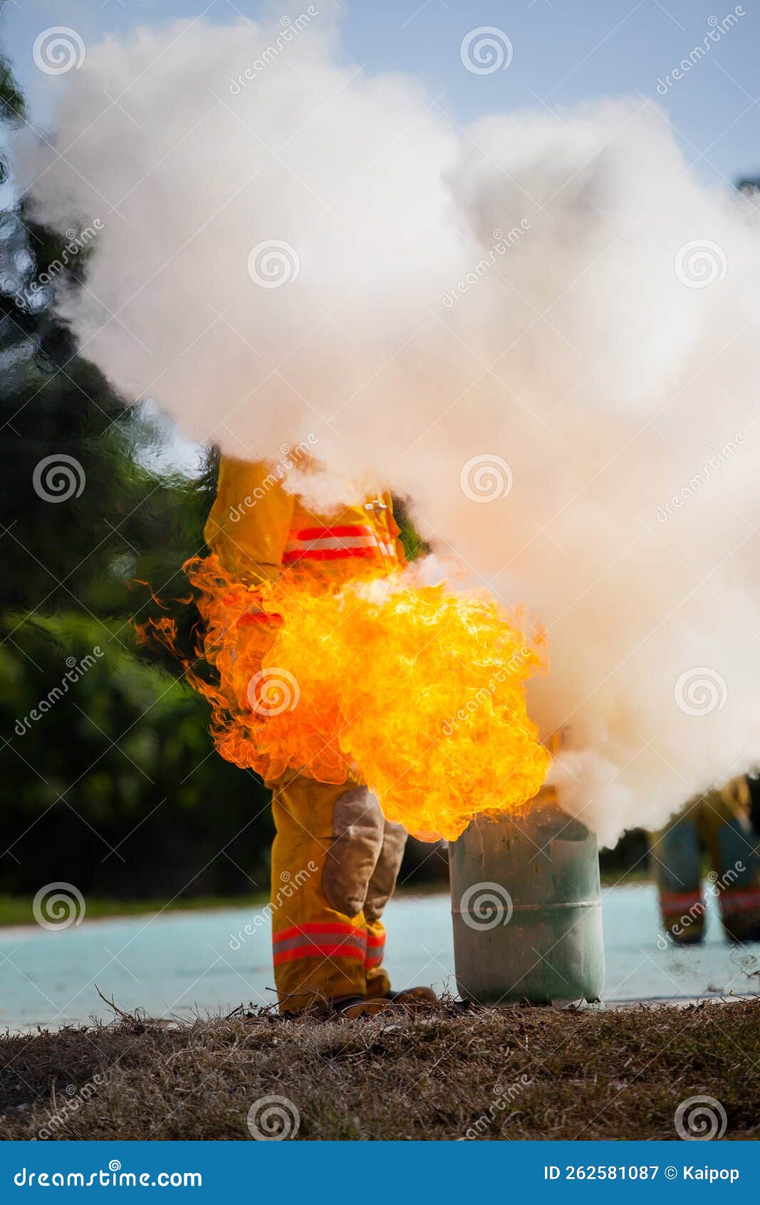 Firefighter with Fire and Suit for Protect Fire Fighter for Training ...