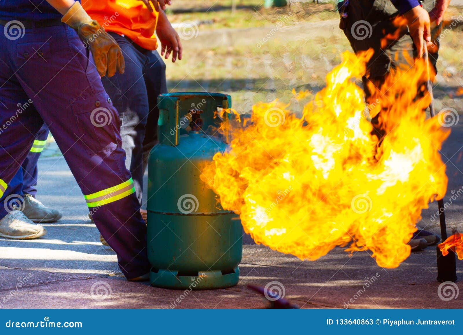 Firefighter Firefighting Training, the Fire is Burning Stock Image ...