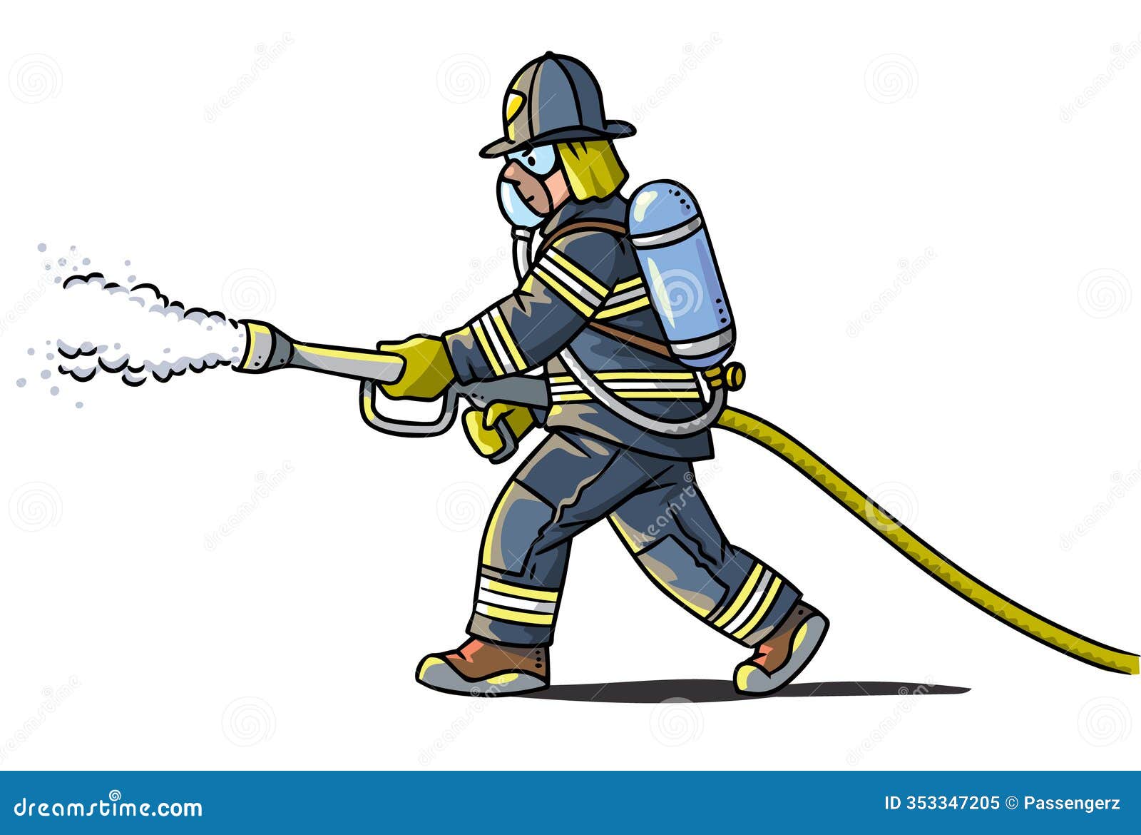 Firefighter or Fireman with a Fire Hose. Stock Illustration ...