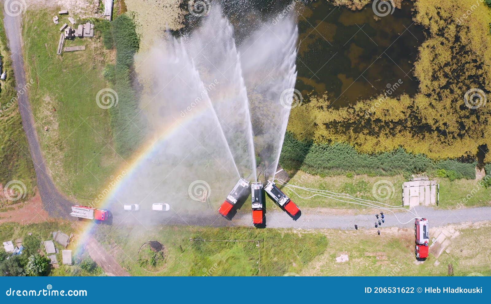 Firefighter or Fireman on Fire Truck Practicing at the Training Ground ...