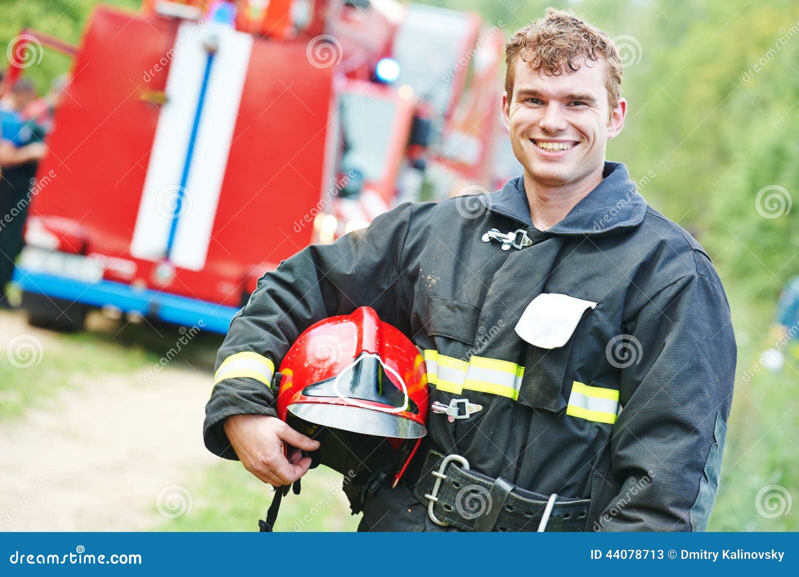 Firefighter Or Fireman Safety Protection Tools, Extinguisher, Uniform ...