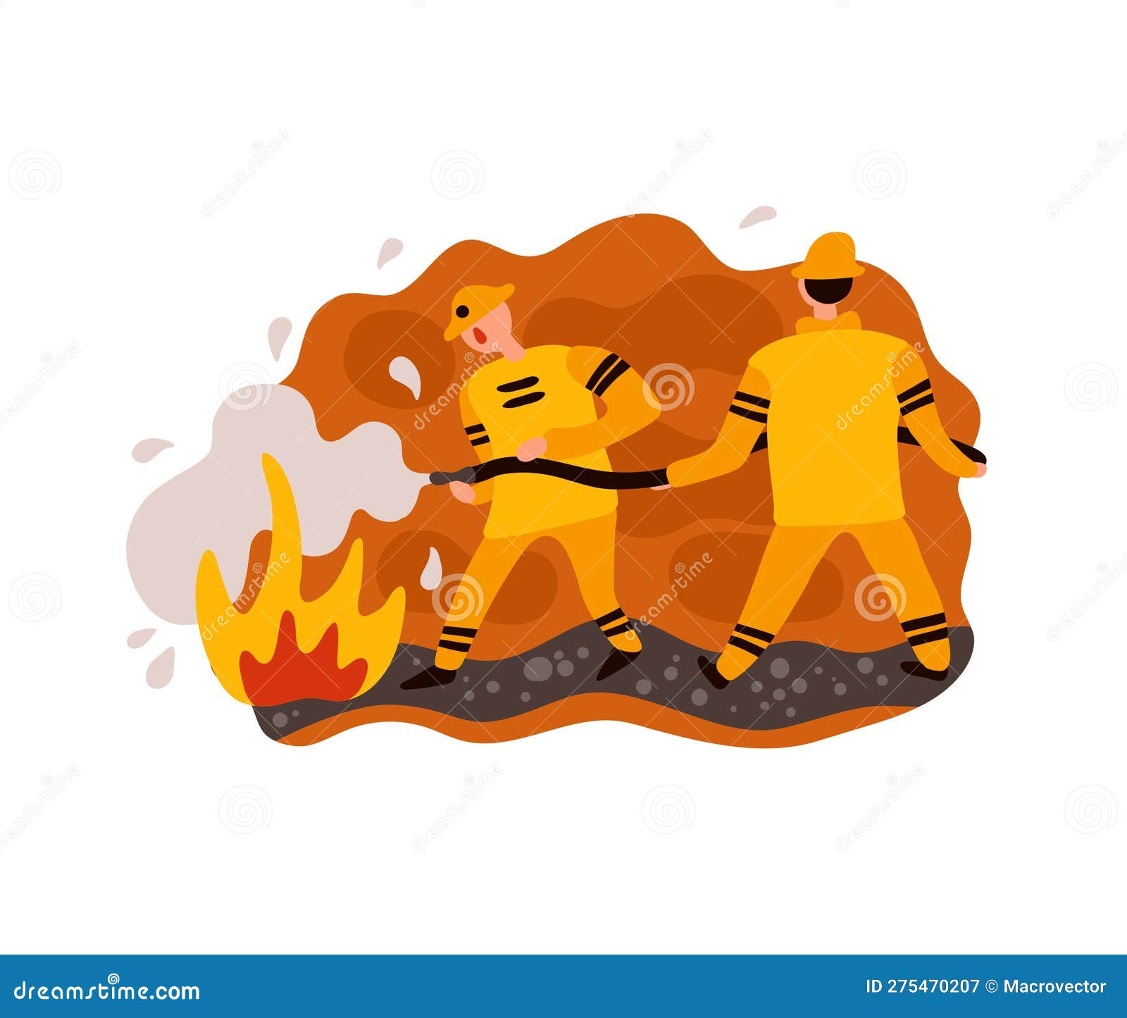 Firefighters Are Putting Out A Fire In The Office Cartoon Vector ...