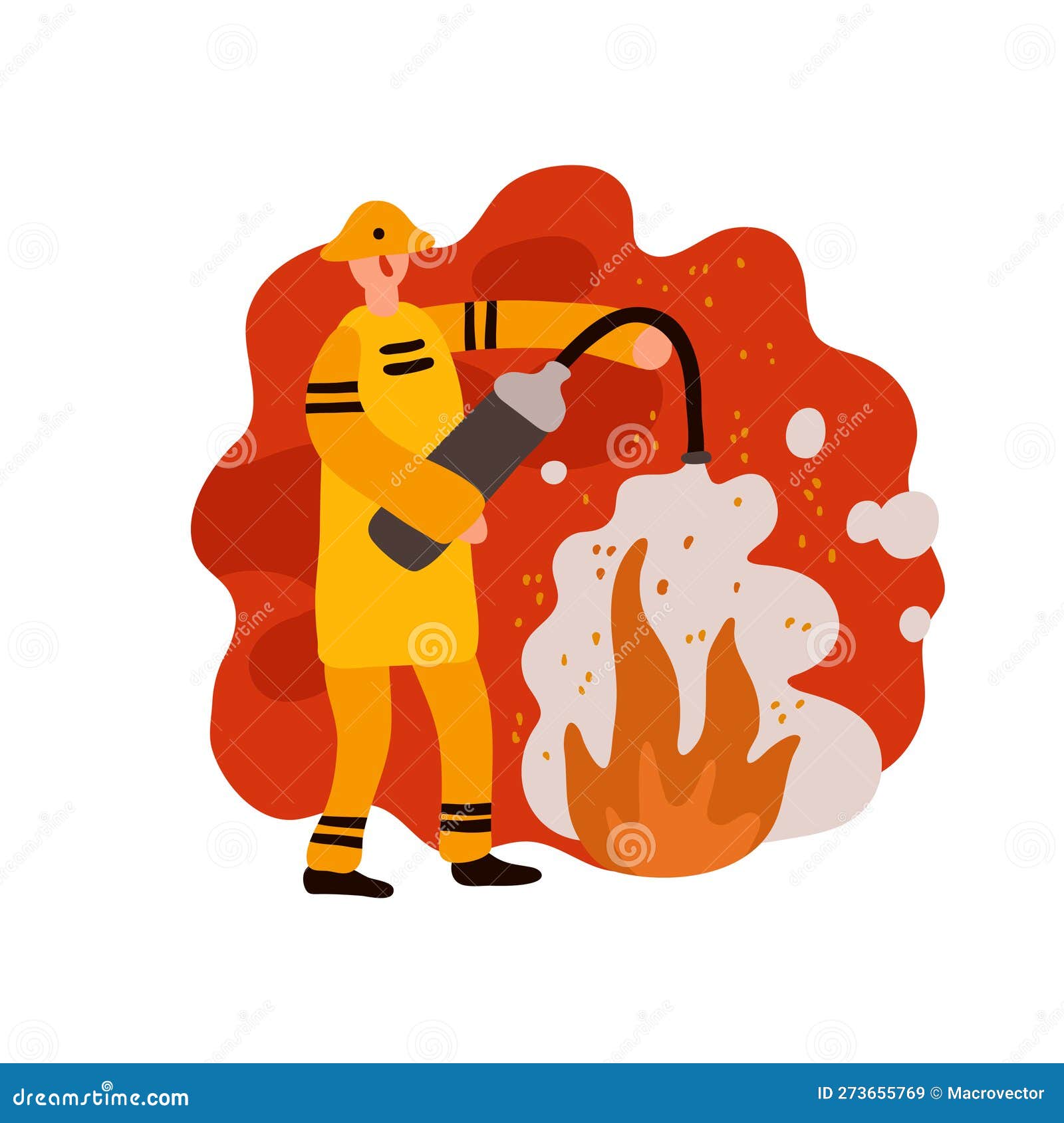 Firefighter Flat Design Character Isolated Vector Illustrator ...