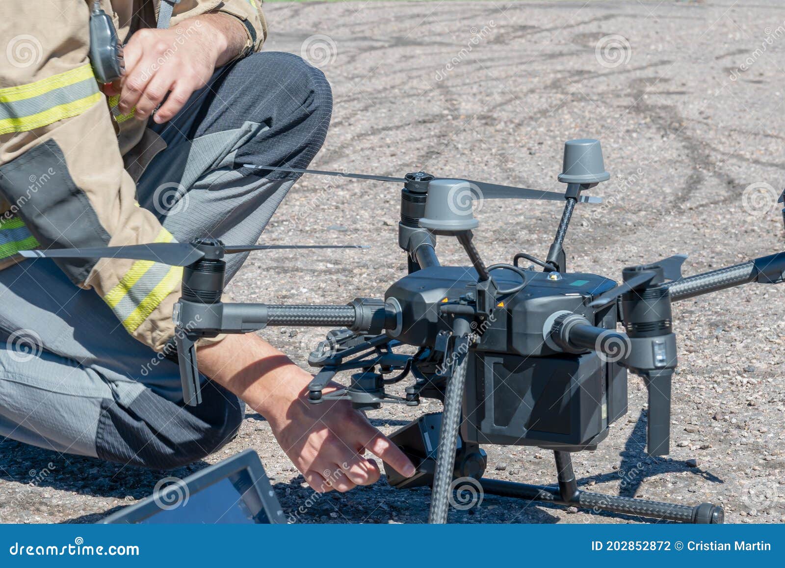 Firefighter Flying Rescue Drone Stock Photo - Image of propeller ...