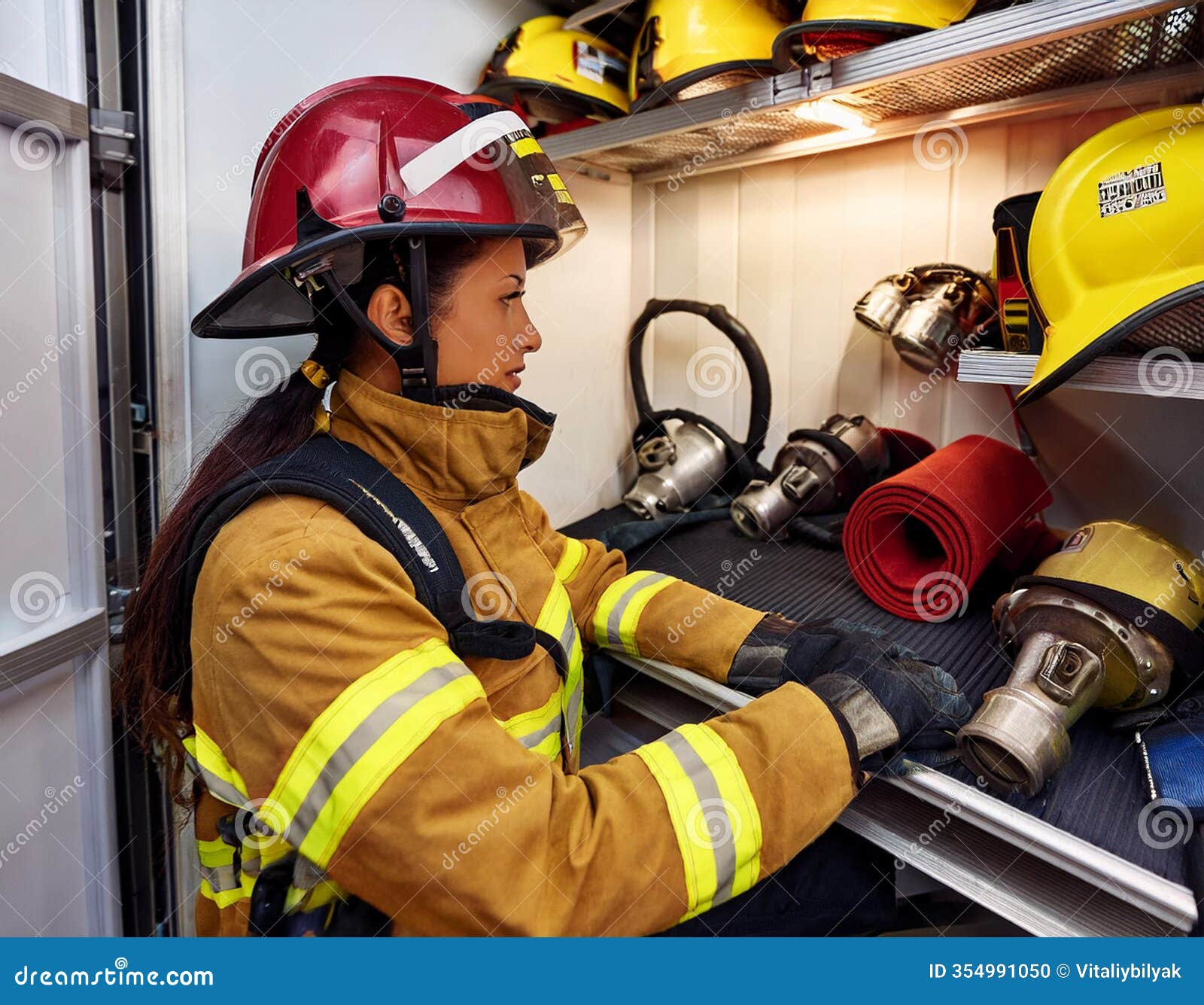Firefighter Gear Laid Out Methodically for Quick Access during Critical ...
