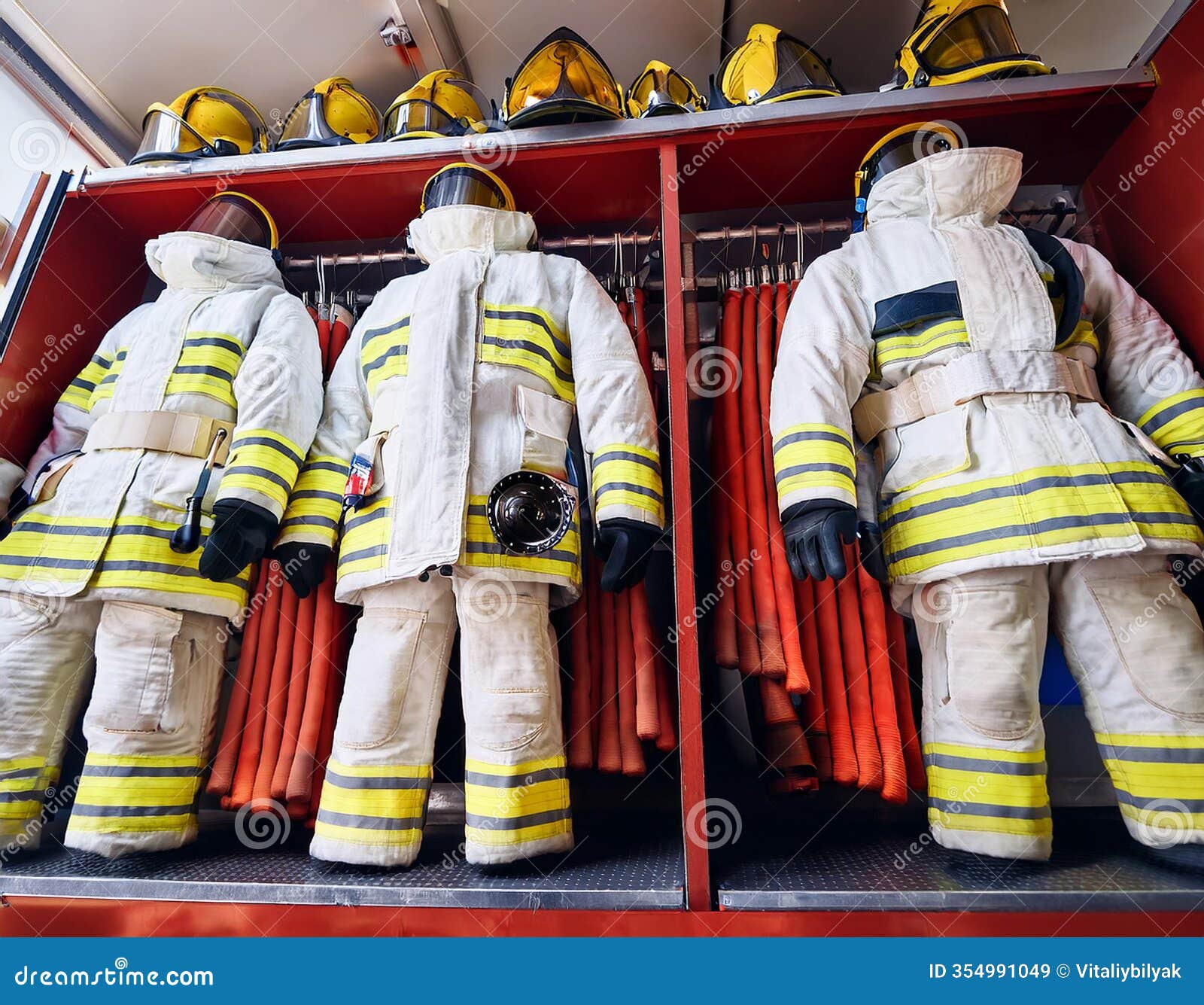 Firefighter Gear Laid Out Methodically for Quick Access during Critical ...