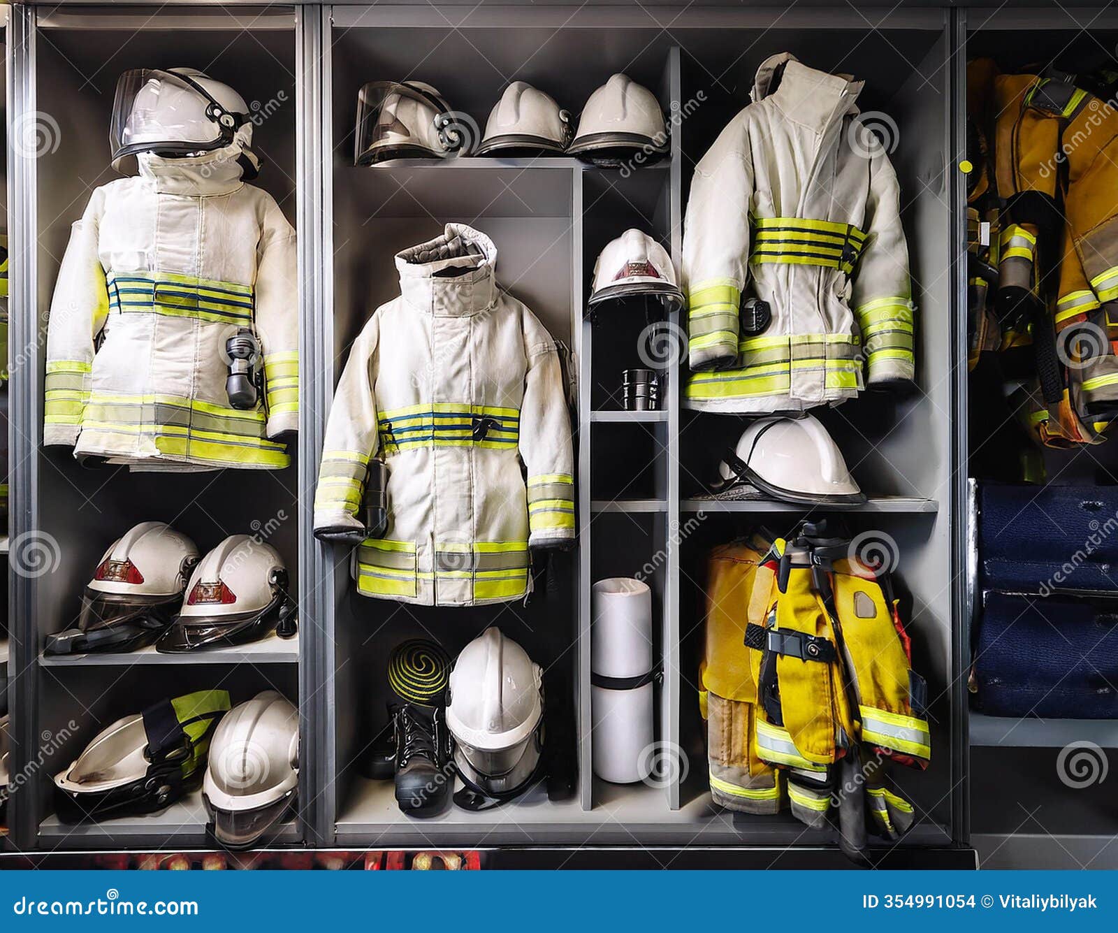 Firefighter Gear Laid Out Methodically for Quick Access during Critical ...