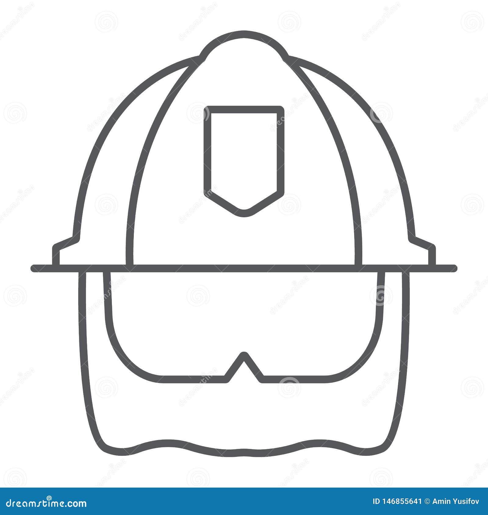 Firefighter Helmet Thin Line Icon, Equipment and Fire, Head Protection ...