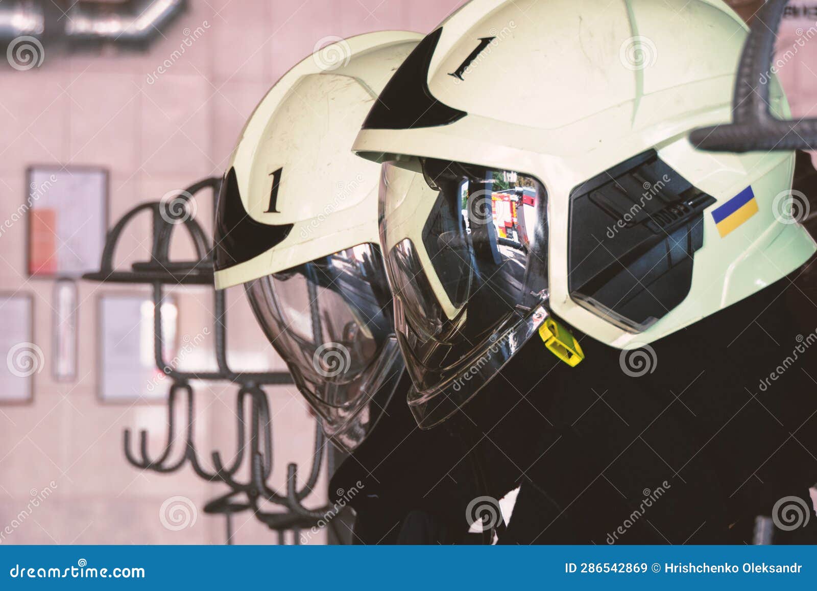 Firefighter Helmet with Transparent Visor Stock Image - Image of ...