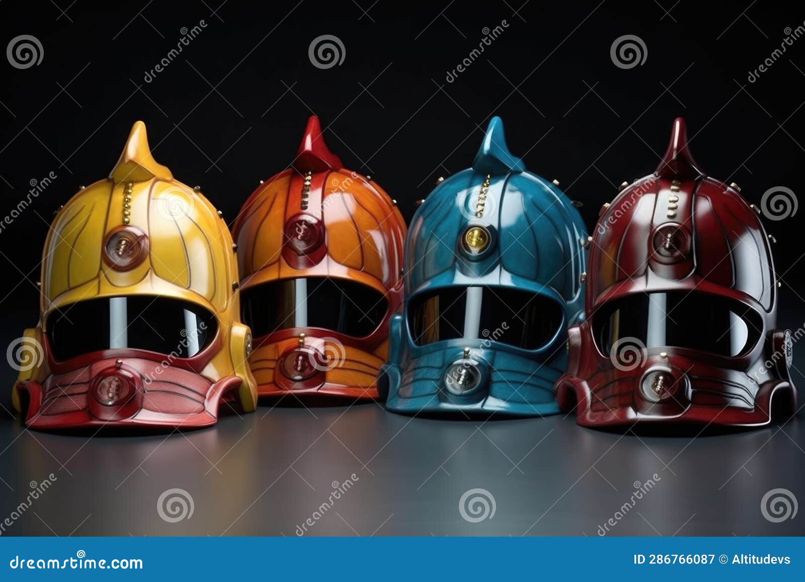 Firefighter Helmets of Various Colors and Styles Stock Illustration ...