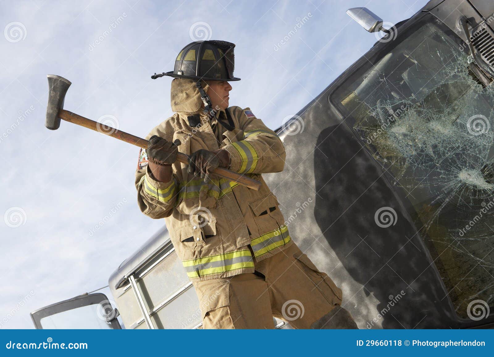 Firefighter Use Inspection List Checking Pressure Gauge Level Of Fire ...