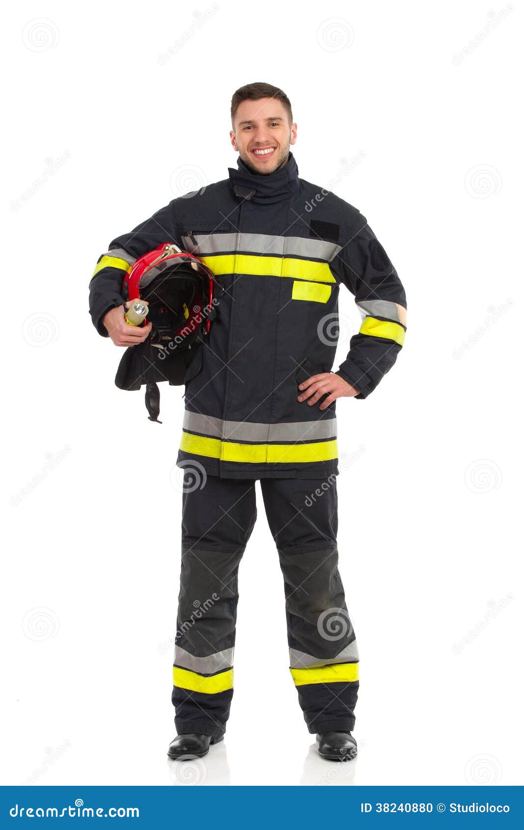 Firefighter Holding Helmet Under His Arm Stock Photo - Image of ...