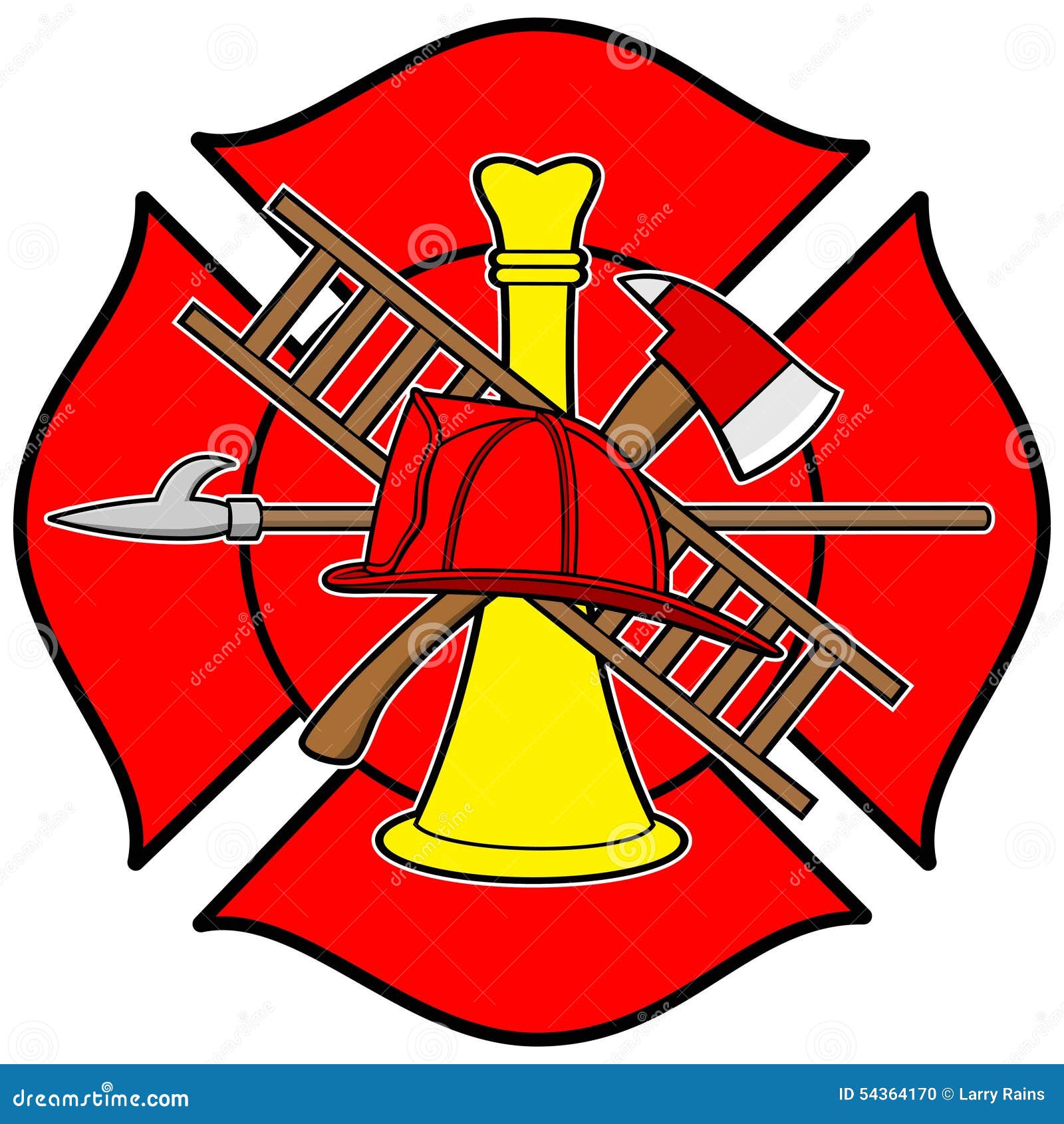 Firefighter Bugle Badge Cartoon Vector | CartoonDealer.com #54364563