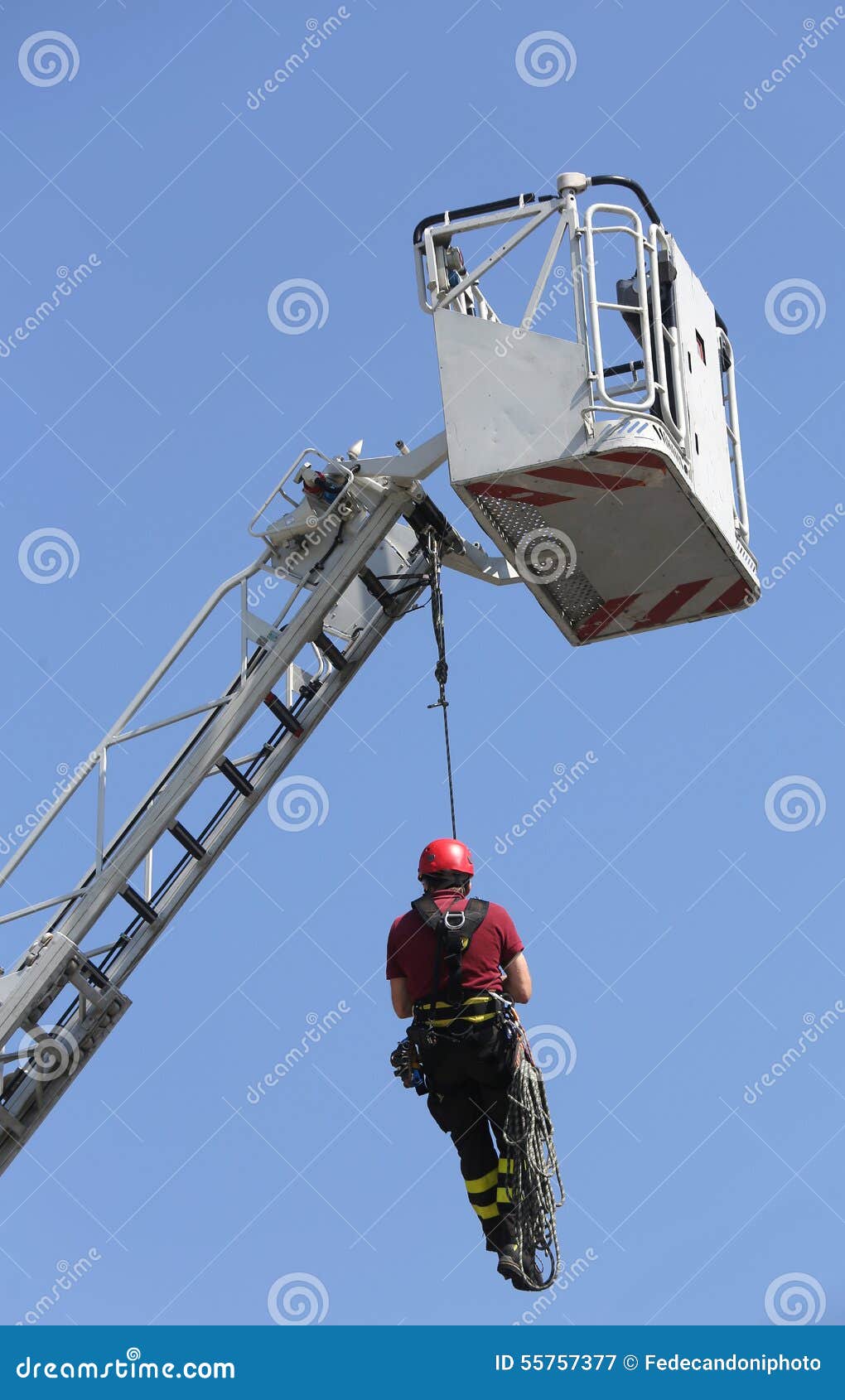 Firefighter Hung the Rope Climbing Stock Image - Image of training ...