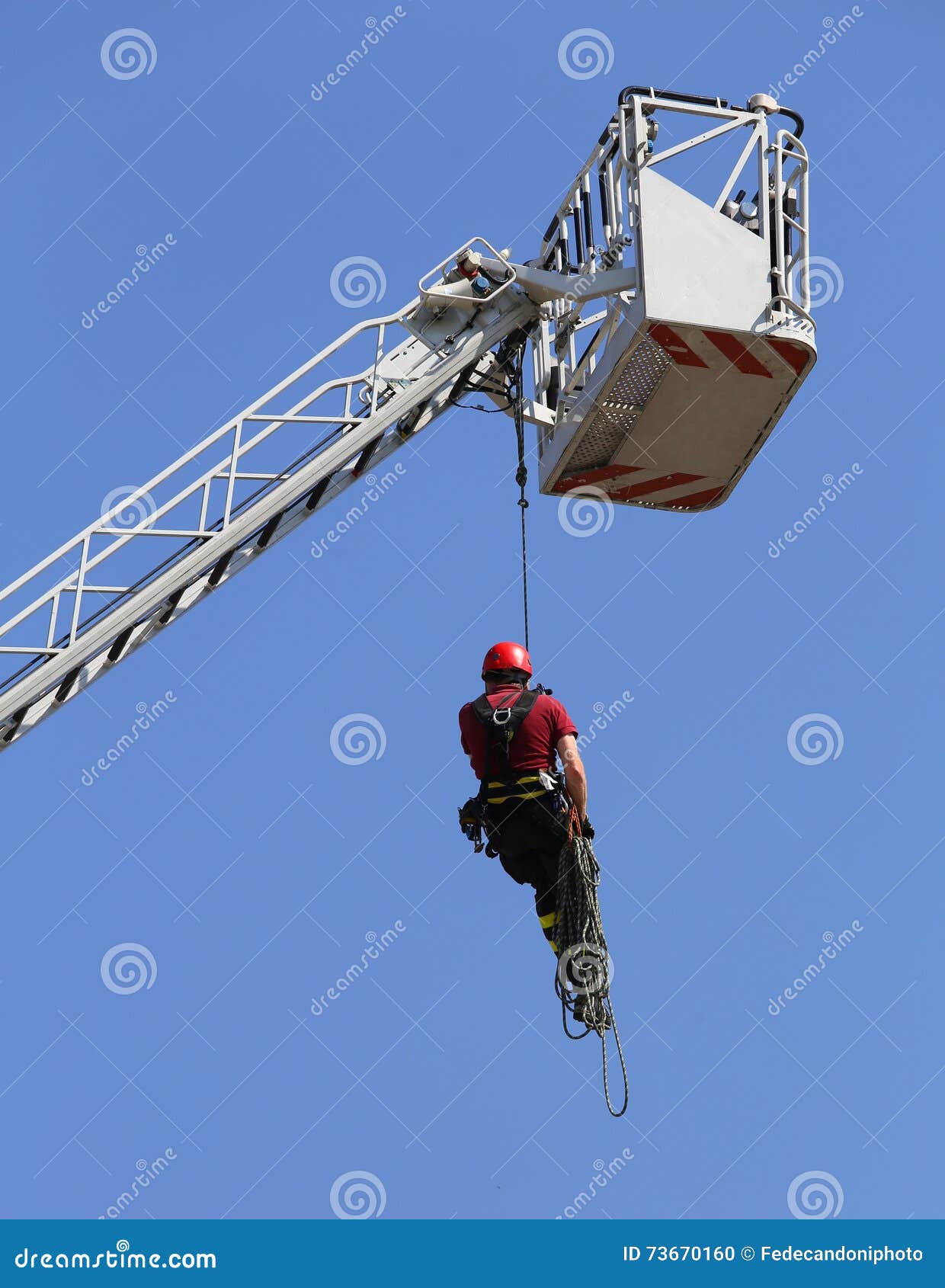 Firefighter Hung the Rope Climbing in the Firehouse Stock Photo - Image ...