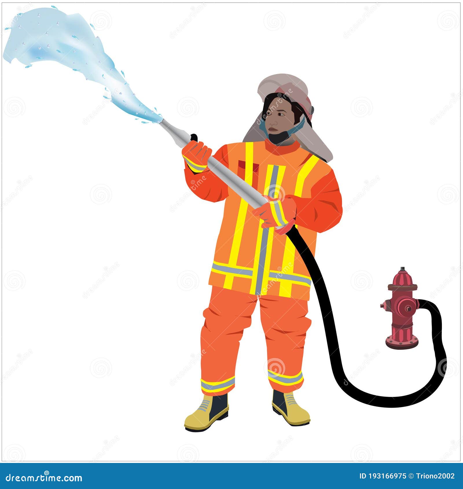 Firefighter Watering Stamd on Vector Illustration Stock Vector ...