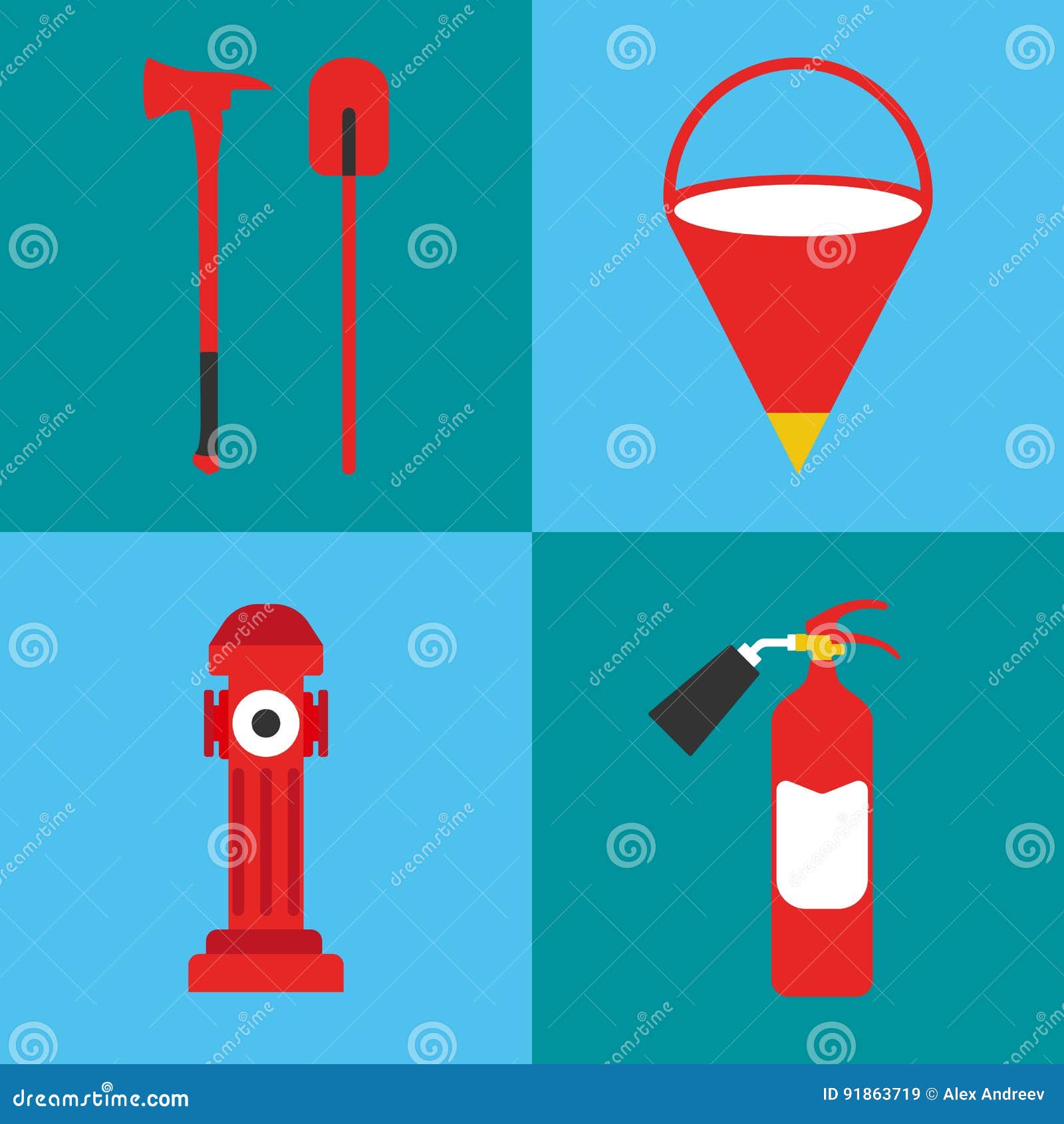 Firefighter Icon Set. Fire Departament Equipment Icons. Vector I Stock ...