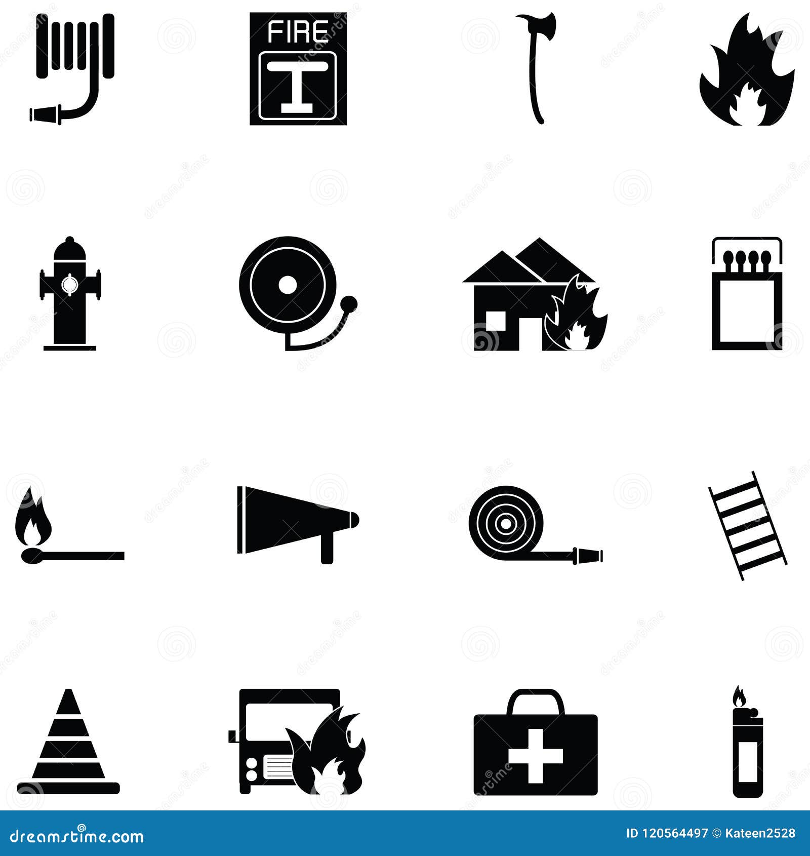 Firefighter icon set stock vector. Illustration of vector - 120564497