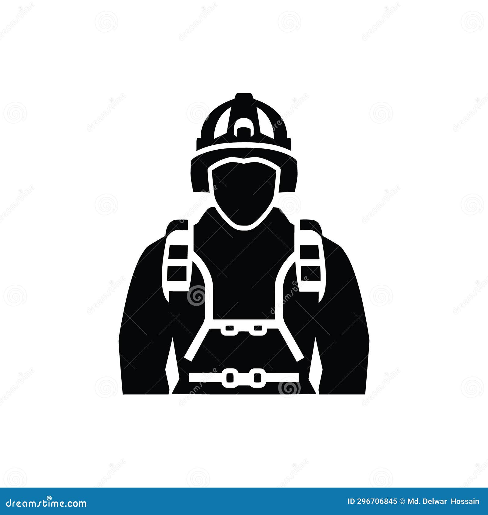 Firefighter Icon Fireman Fire Fighter Cartoon Head Hat Helmet Black ...