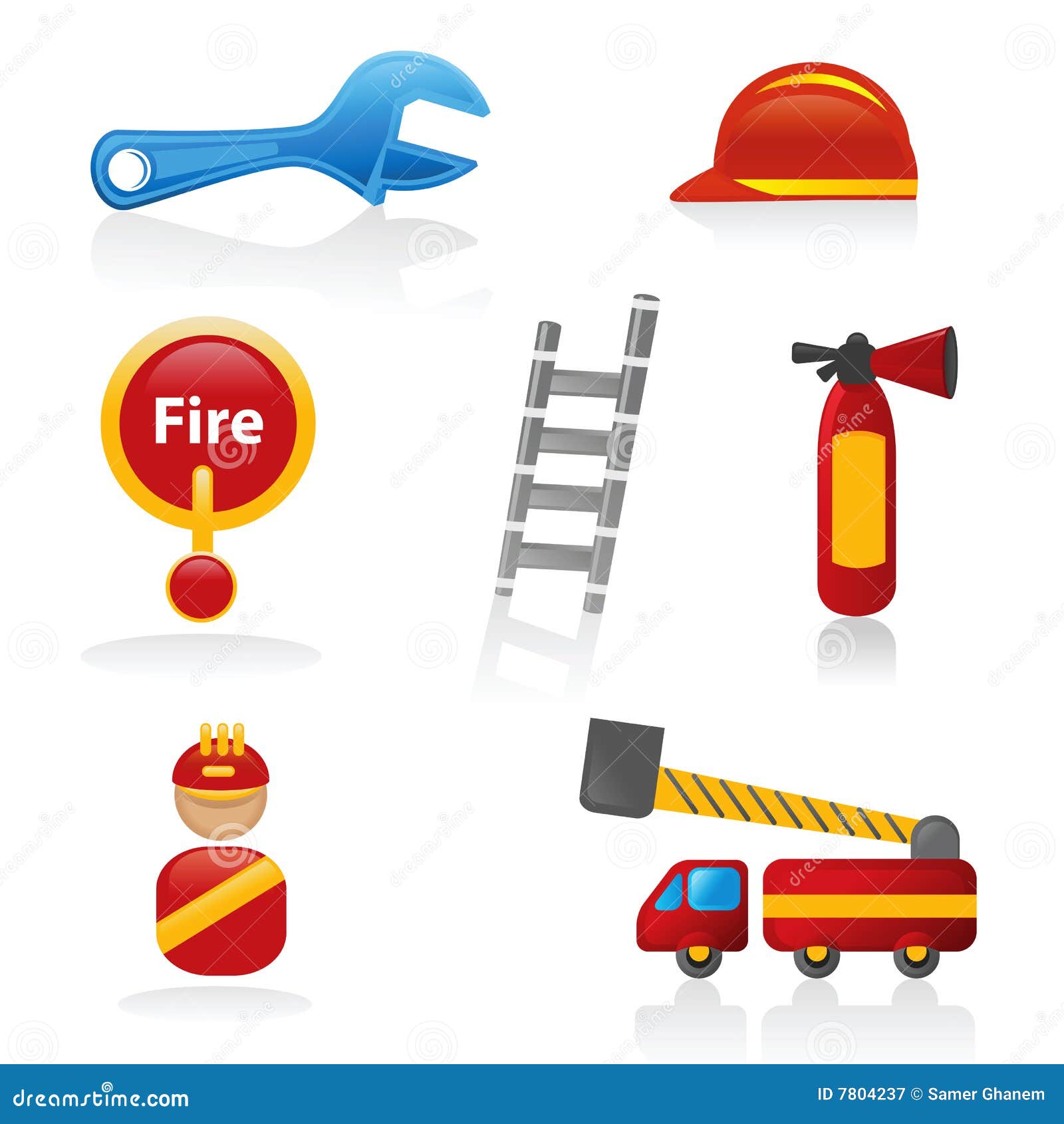 Firefighter icons stock vector. Illustration of pumper - 7804237