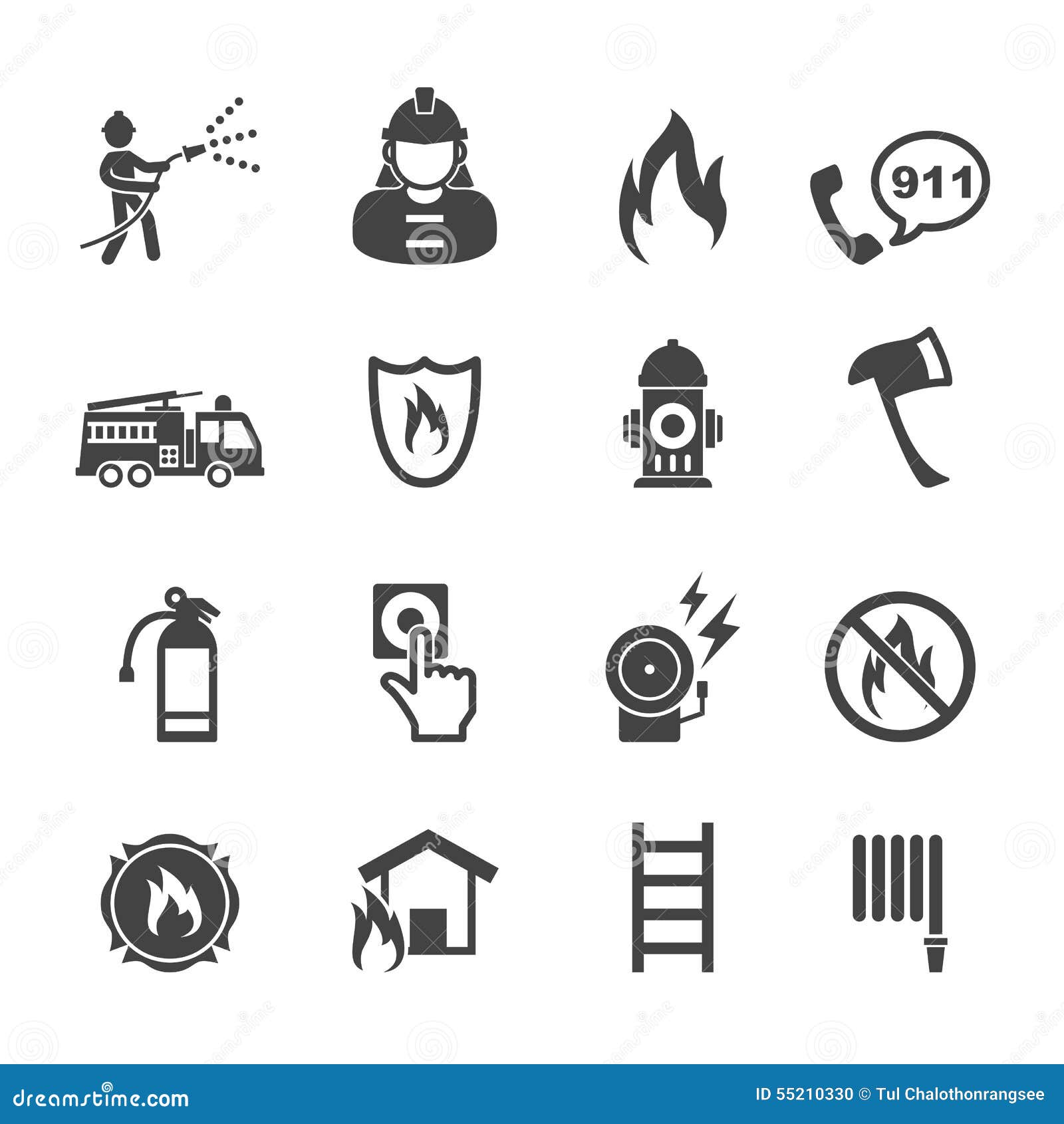 Firefighter icons stock vector. Illustration of isolated - 55210330