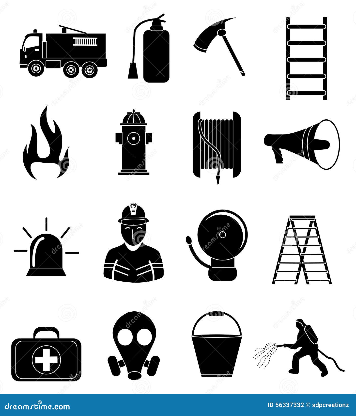 Firefighter Icons Cartoon Vector | CartoonDealer.com #7804237