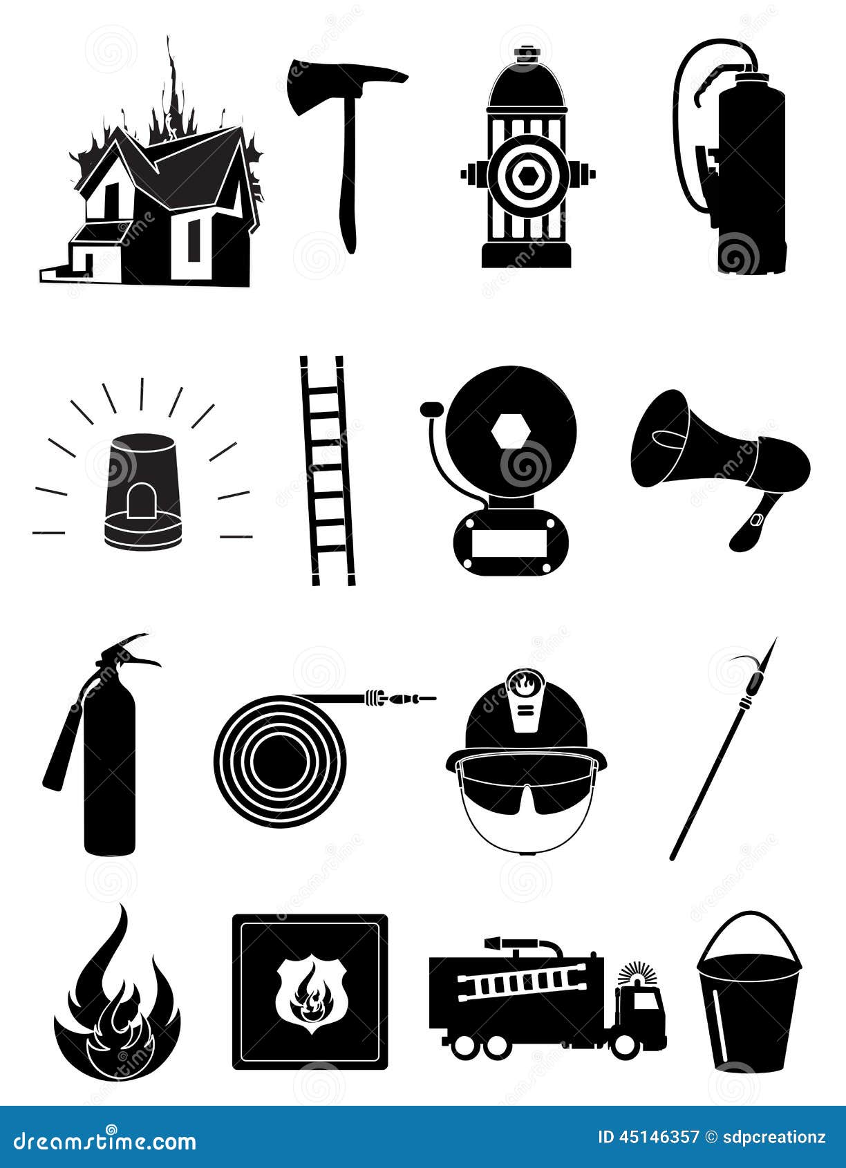Firefighter Icons Cartoon Vector | CartoonDealer.com #7804237