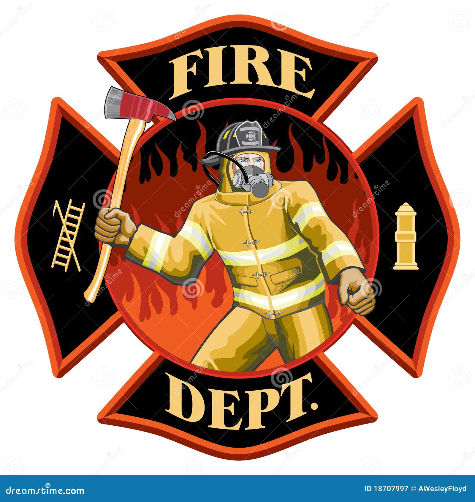 Fire Maltese Cross Clip Art