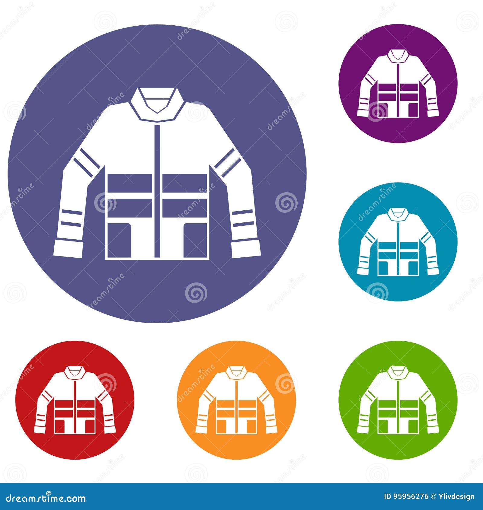 Firefighter Jacket Icons Set Stock Vector - Illustration of brigade, fireman: 95956276