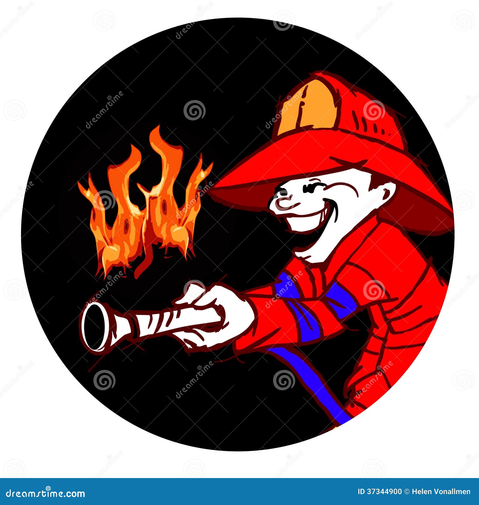 Firefighter and Fire Black Cartoon Stock Illustration - Illustration of ...