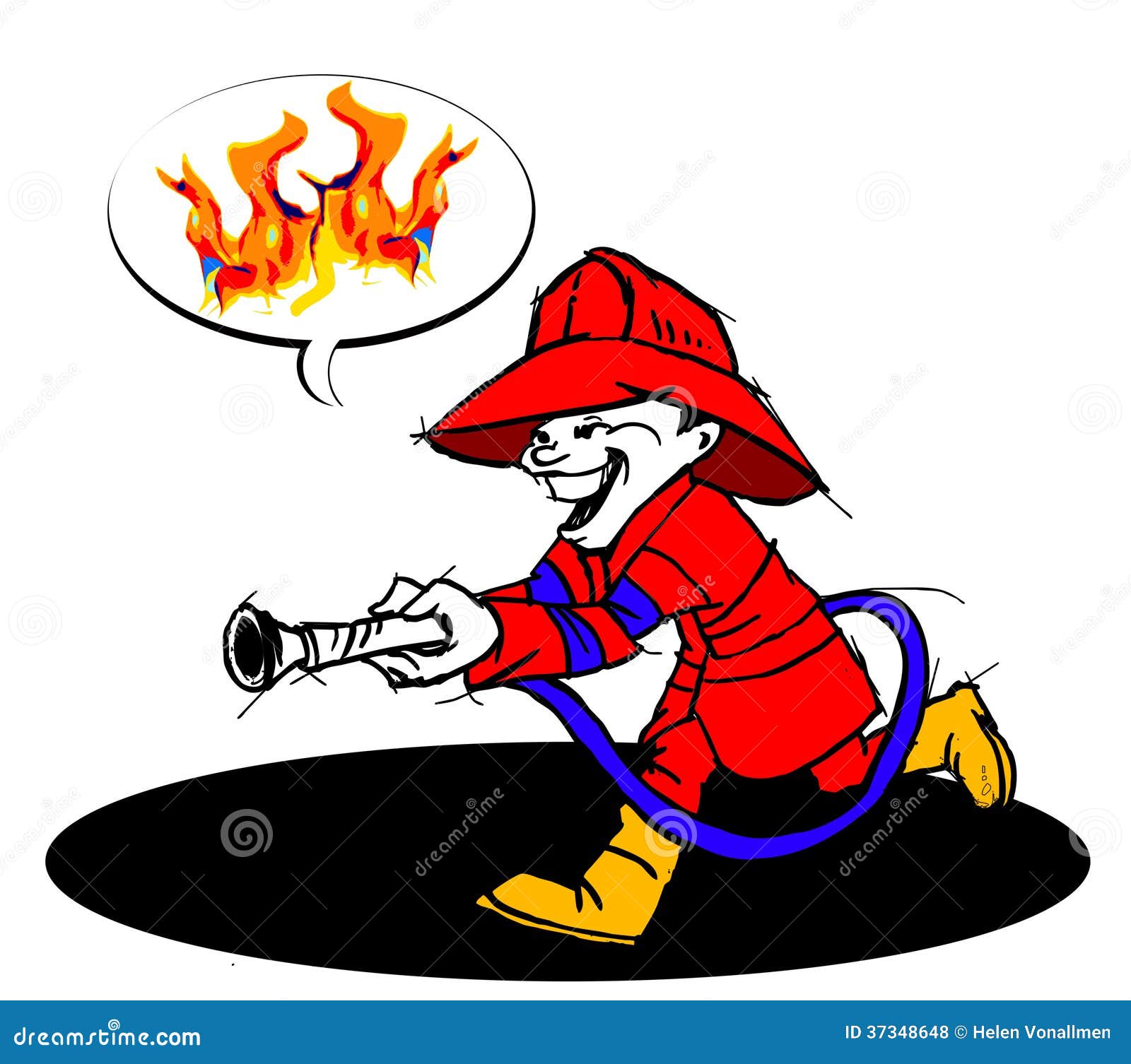 Firefighter and Fire Cartoon Stock Illustration - Illustration of ...