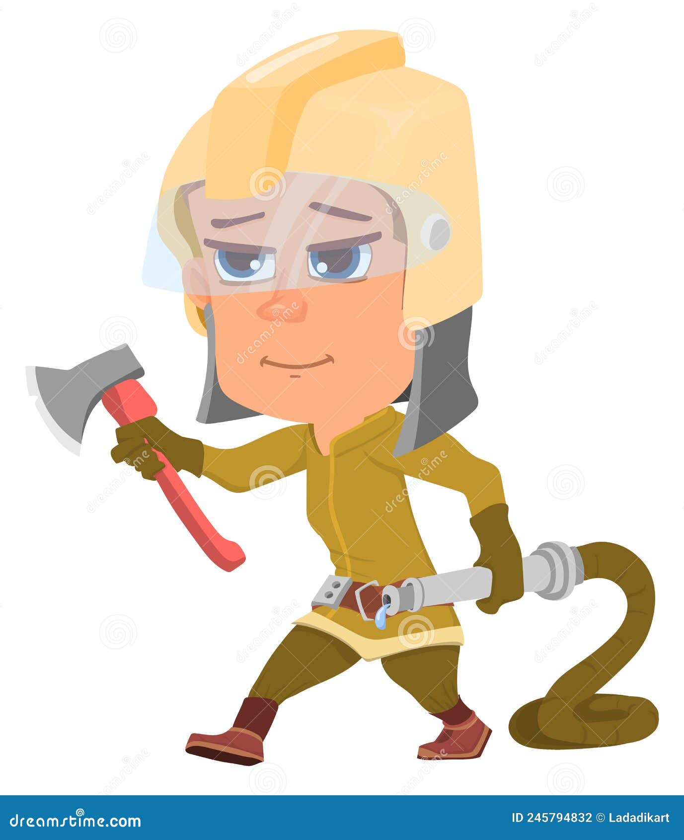 Kid In A Fireman Suit Vector Illustration | CartoonDealer.com #66188954