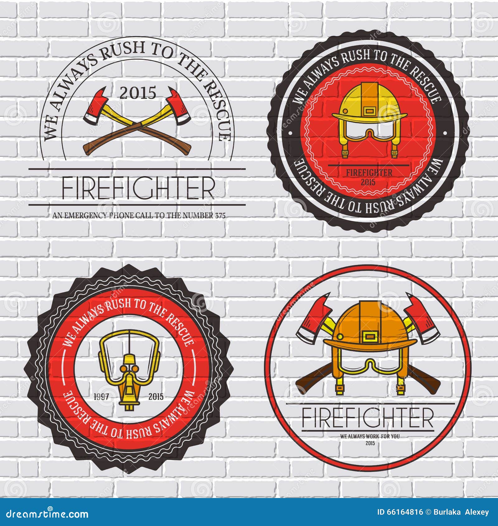 Firefighter Label Template of Emblem Element for Your Product or Design ...