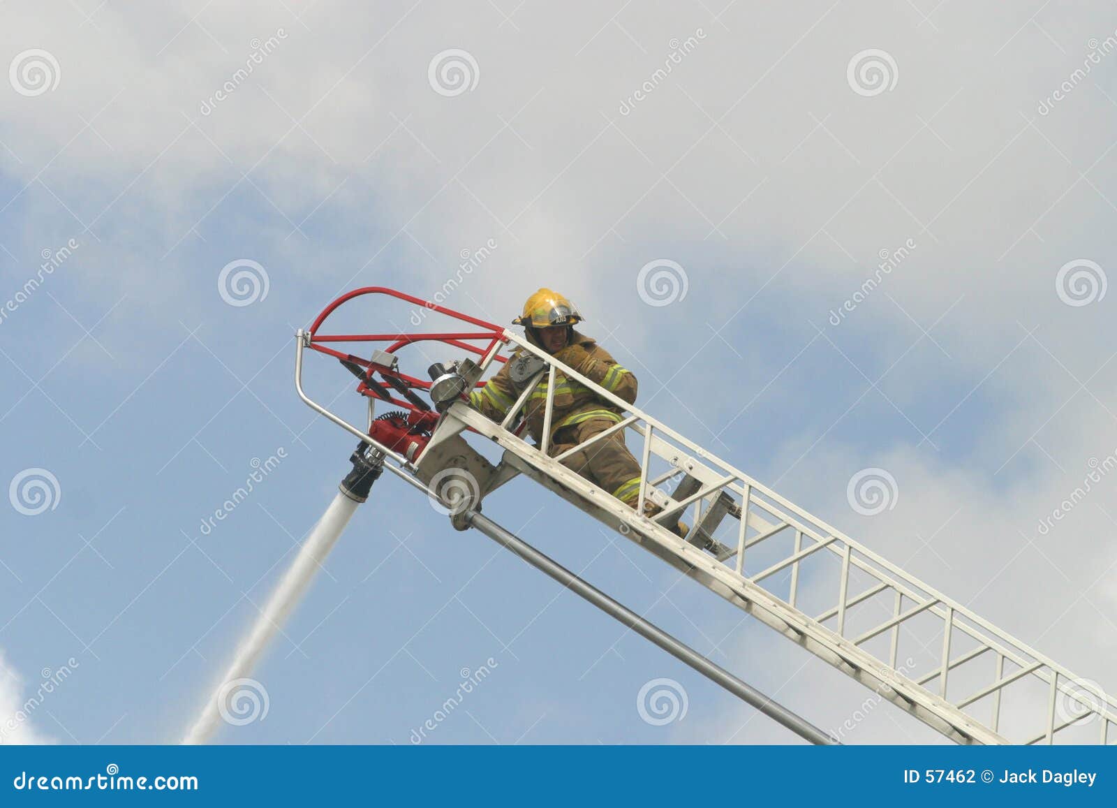Firefighter on a ladder stock photo. Image of disaster, aiding - 57462