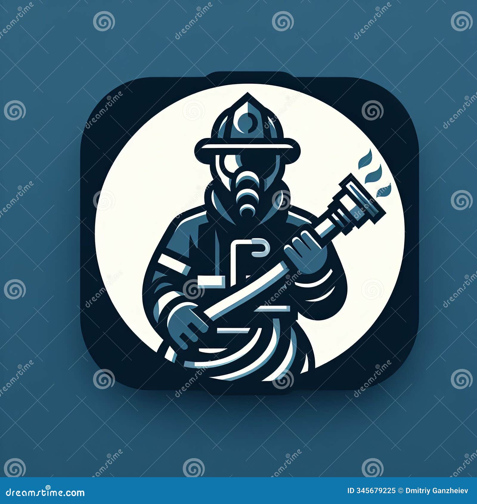 Firefighter Badge with Number Design Stock Illustration - Illustration ...