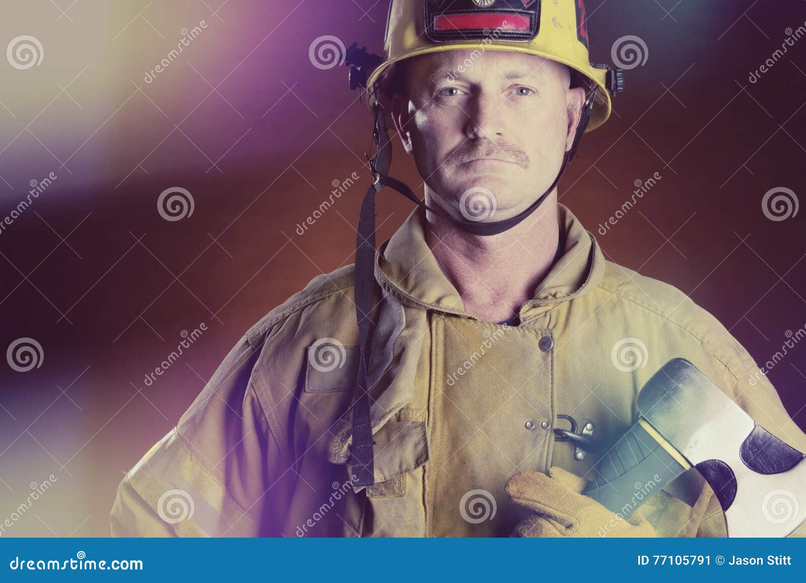 Firefighter Man with Axe stock image. Image of occupation - 77105791