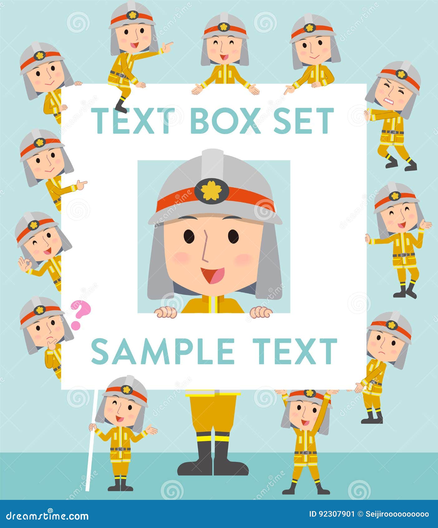 Firefighter man text box stock vector. Illustration of headline - 92307901
