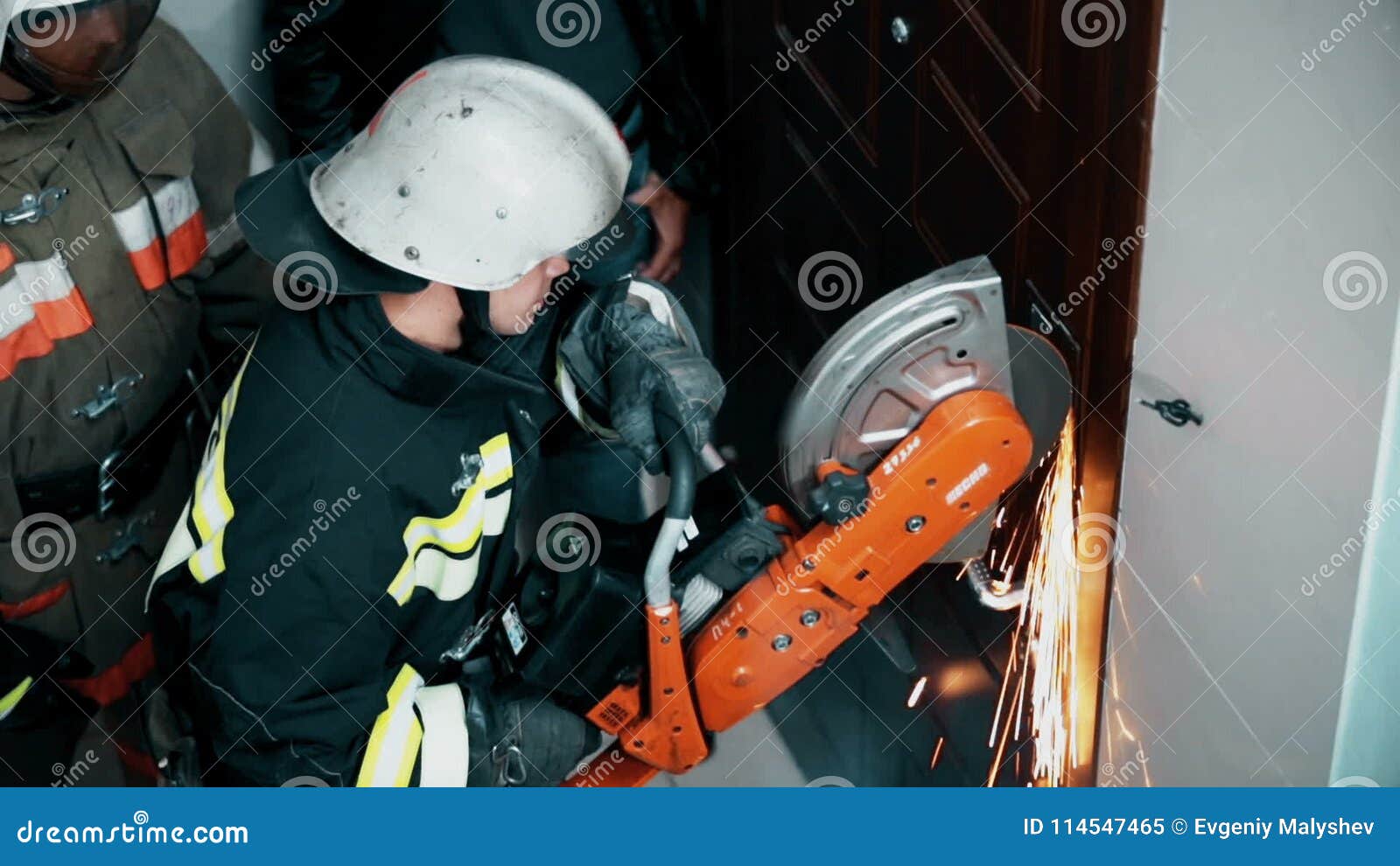 Firefighter metal saw stock video. Video of metalcutter - 114547465