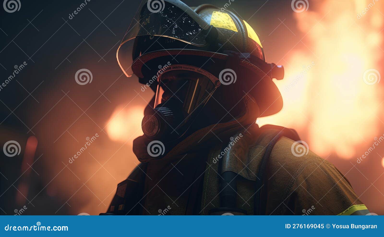 Firefighter in the Midst of Fire Sparks and Smoke, Digital Art ...