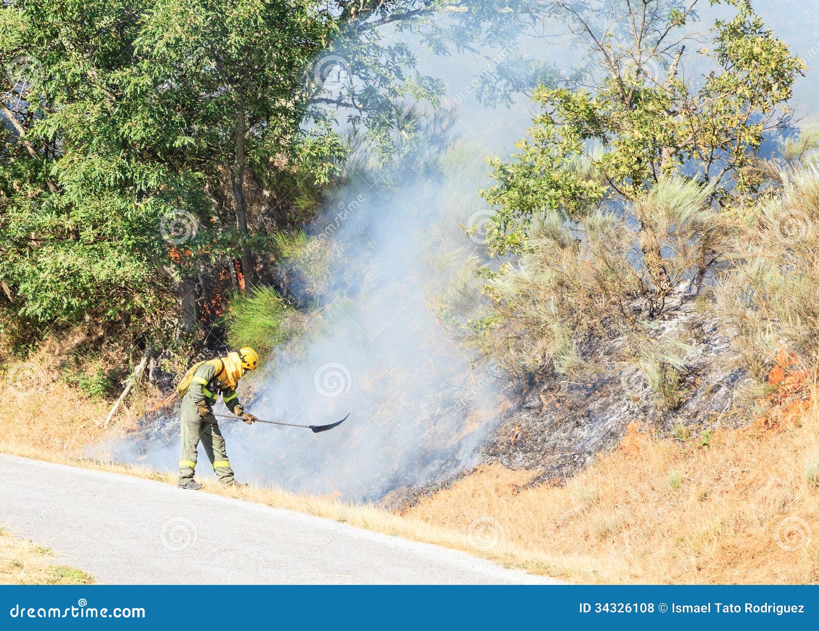 Firefighter stock photo. Image of trees, destruction - 34326108